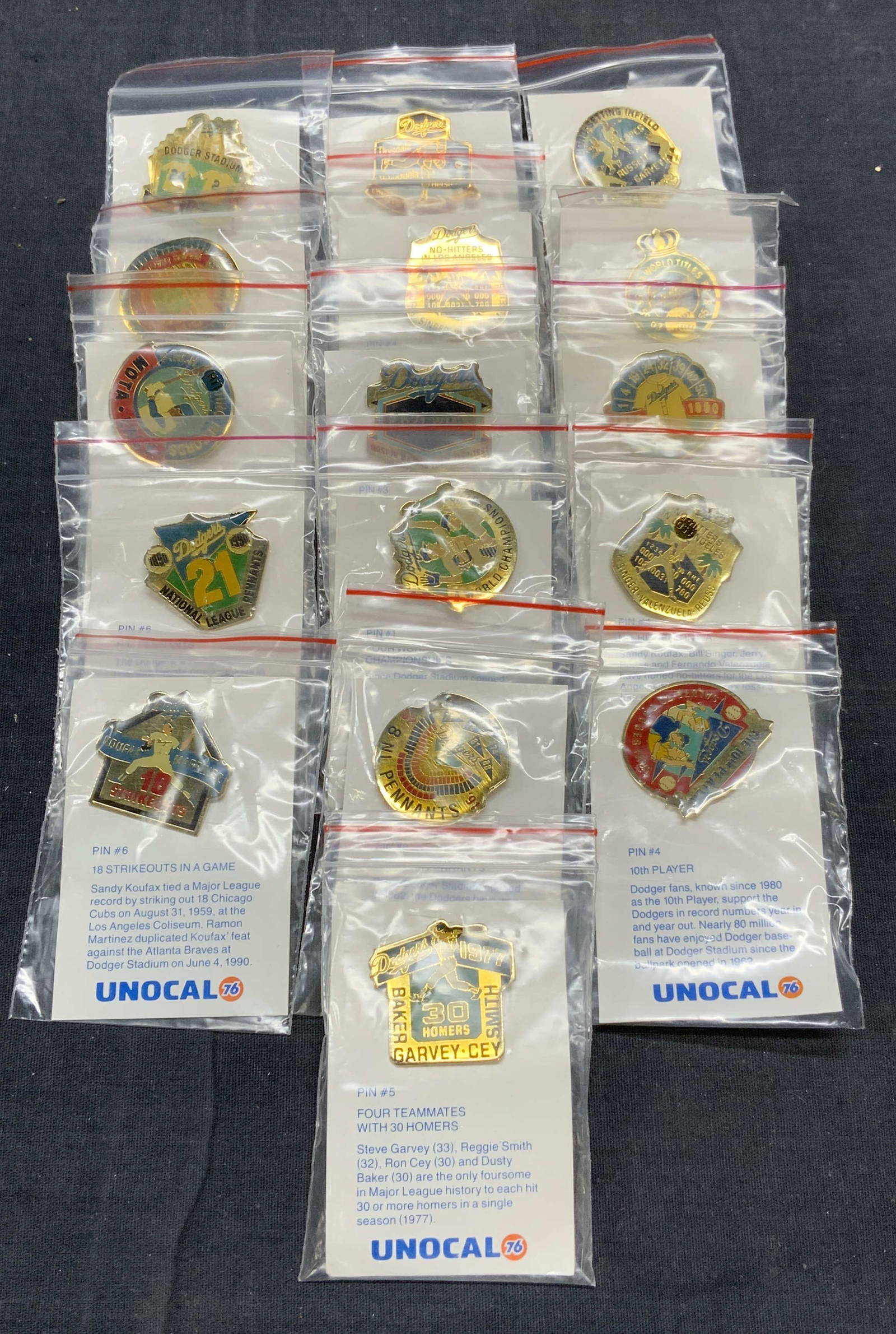 Lot 16 Unocal 76 Dodgers Baseball Pins Nip Auction