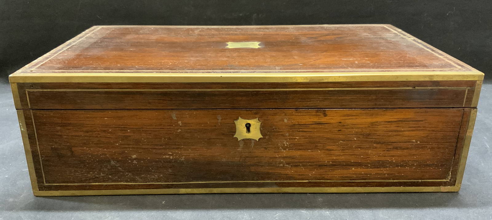 Antique Wood & Brass Writing Desk Box Auction