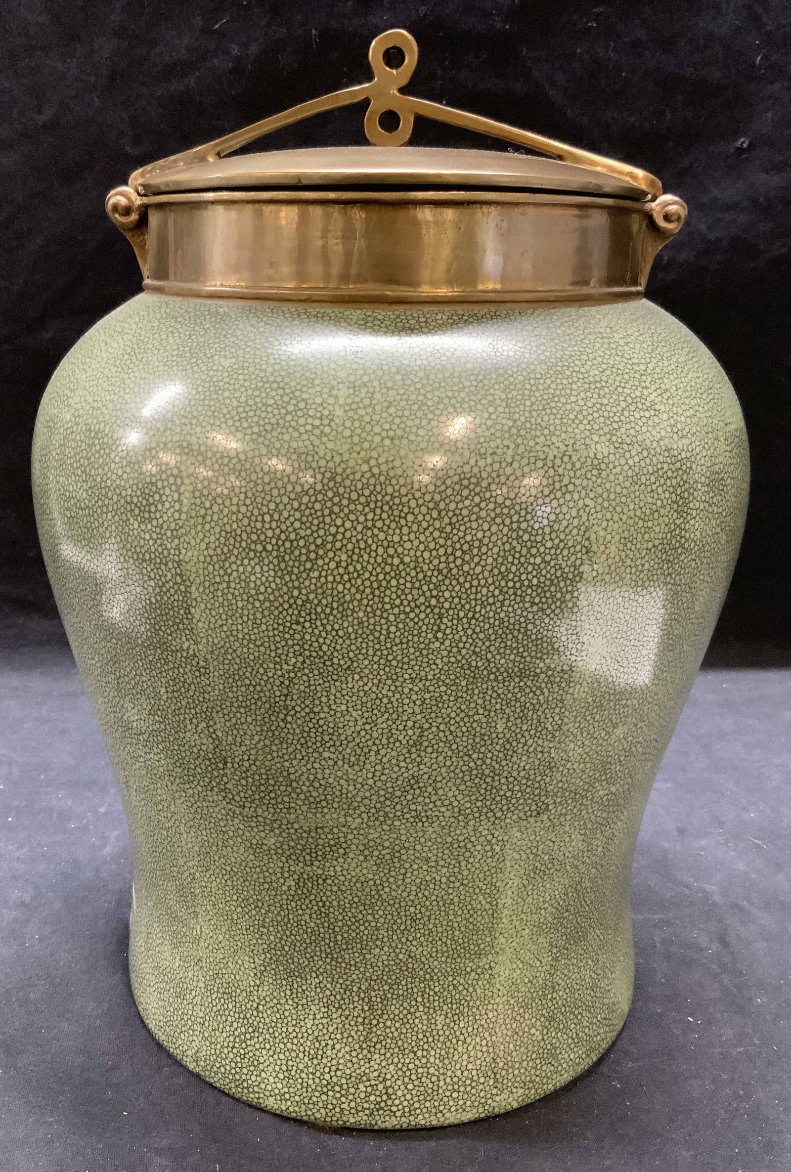 Faux Shagreen & Brass Ceramic Ginger Jar Auction