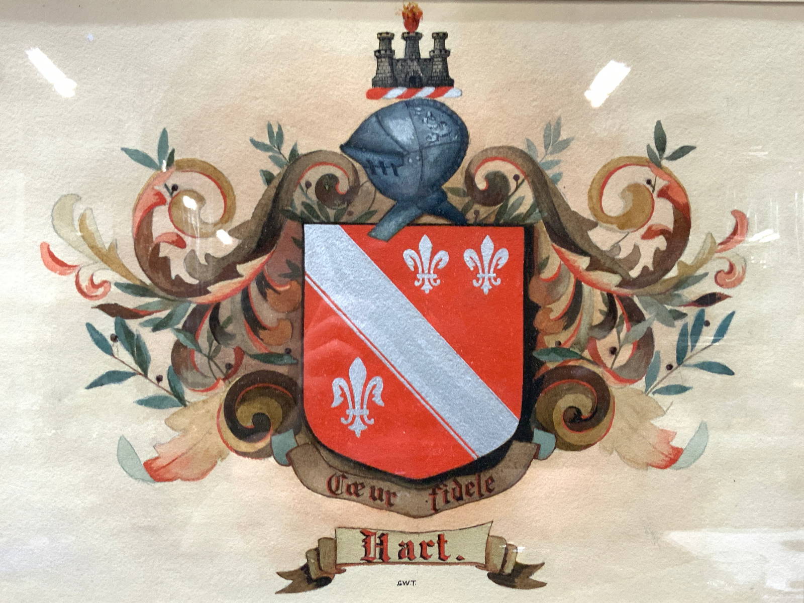 Vintage Watercolor French Crest Auction