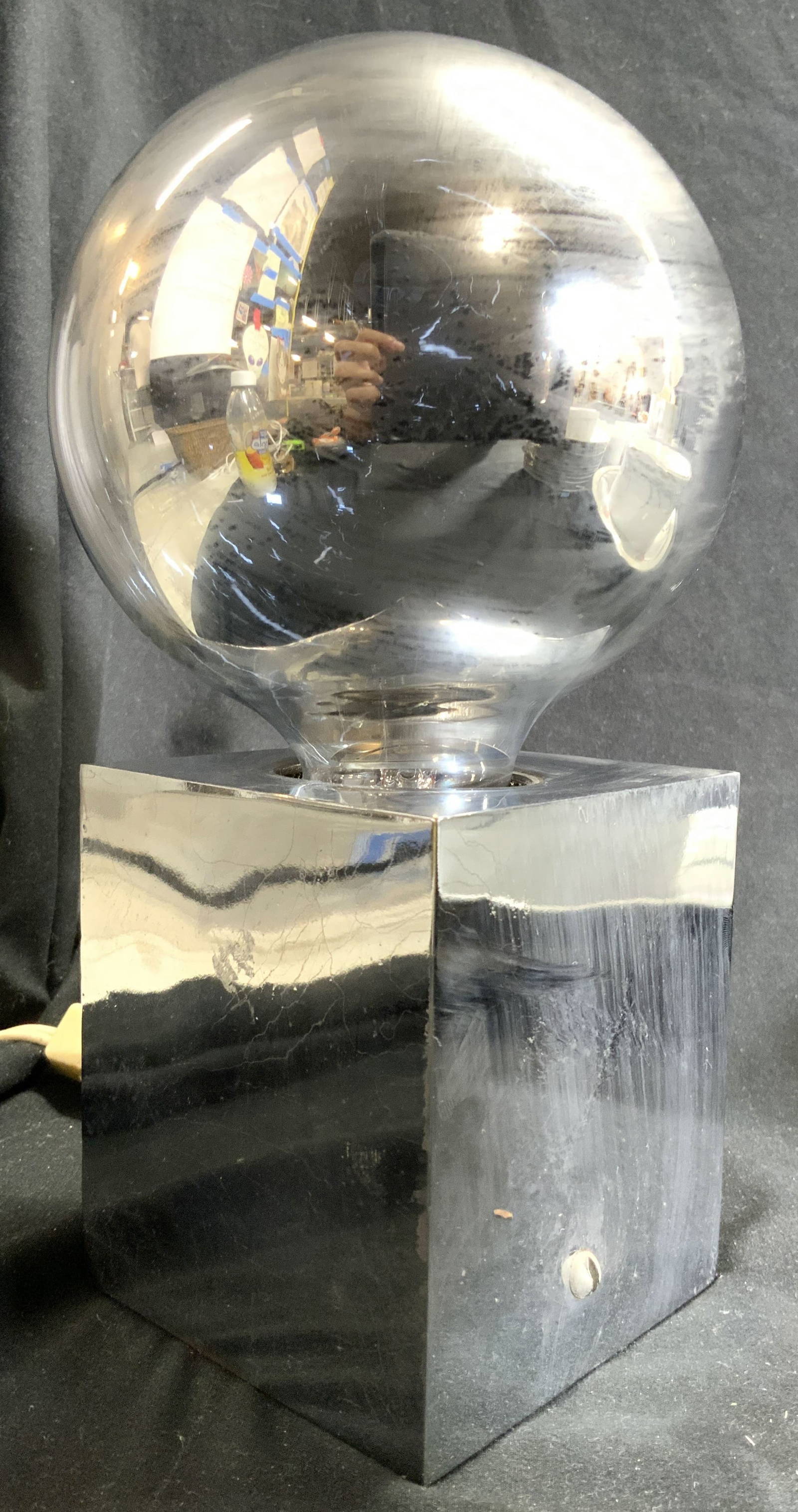 Vintage Chrome Base Orb Bulb Lamp Auction