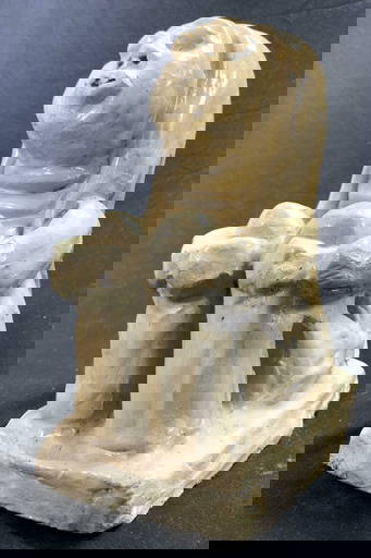 Vntg Hand Made Tribal Clay Sculpture Seated Woman