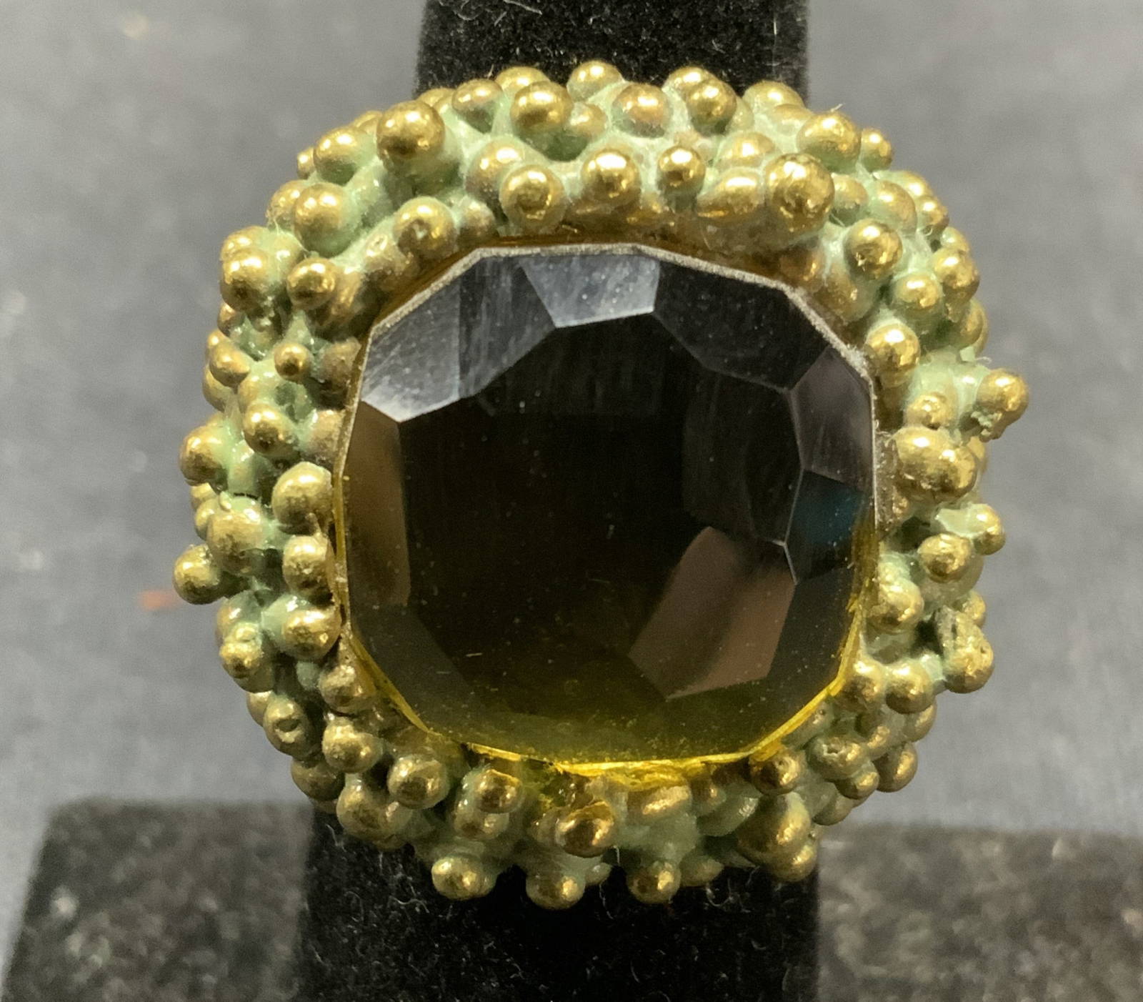 Signed Gold Tn Yellow Spinel Cocktail Ring Auction
