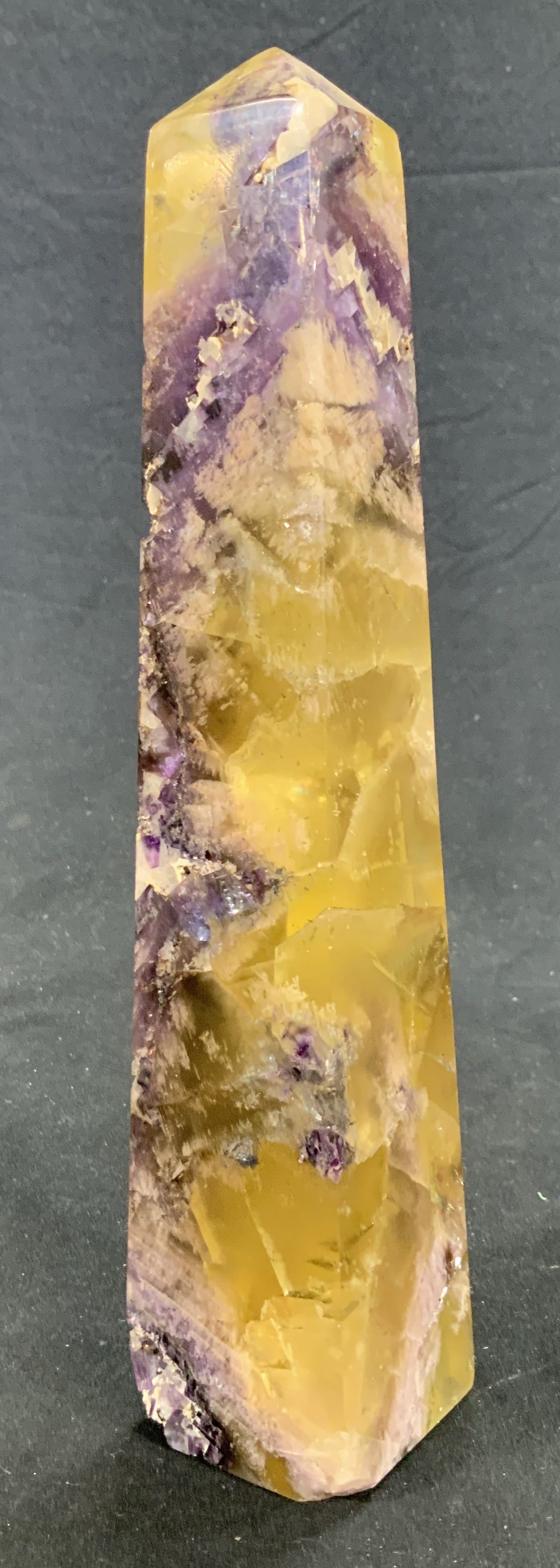 Purple & Honey Yellow Fluorite Tower Obelisk Auction