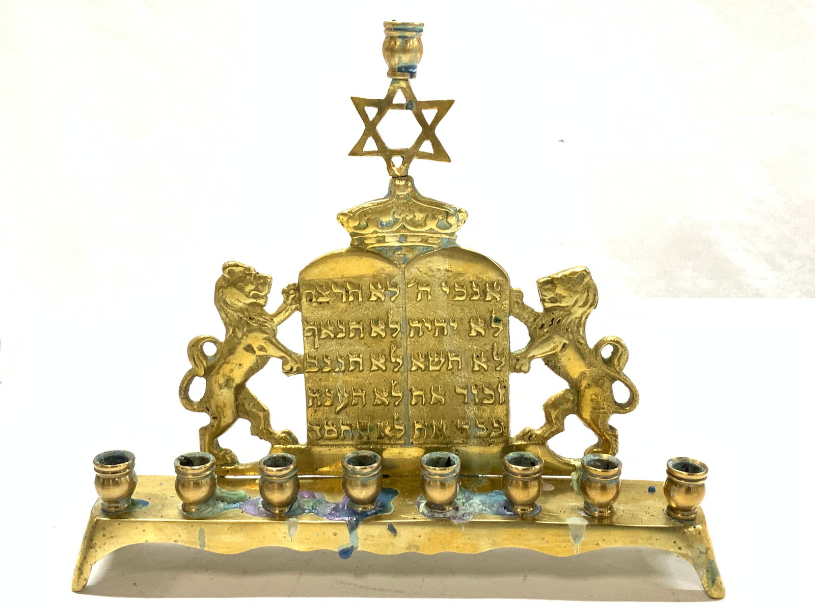 Brass Menorah With Torah And Star Of David Auction