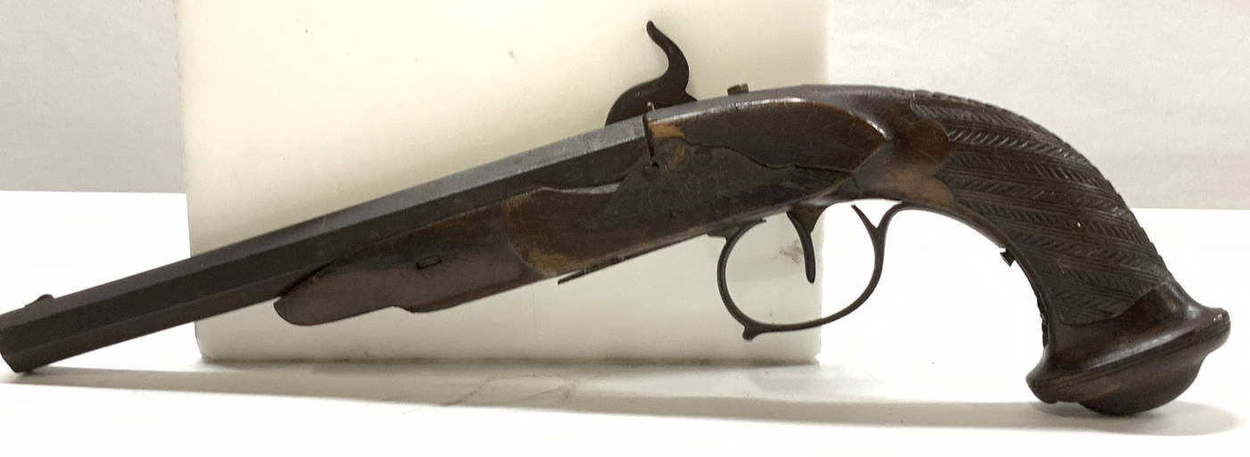 Collect Antique Elg Iron/ Walnut Percussion Pistol