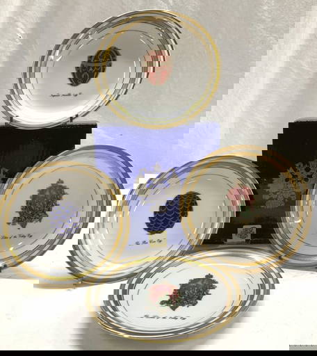 Faberge Set 4 Canape Porcelain Dessert Plates, Nib