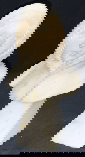 Vintage Carved Marble Child Bust Sculpture