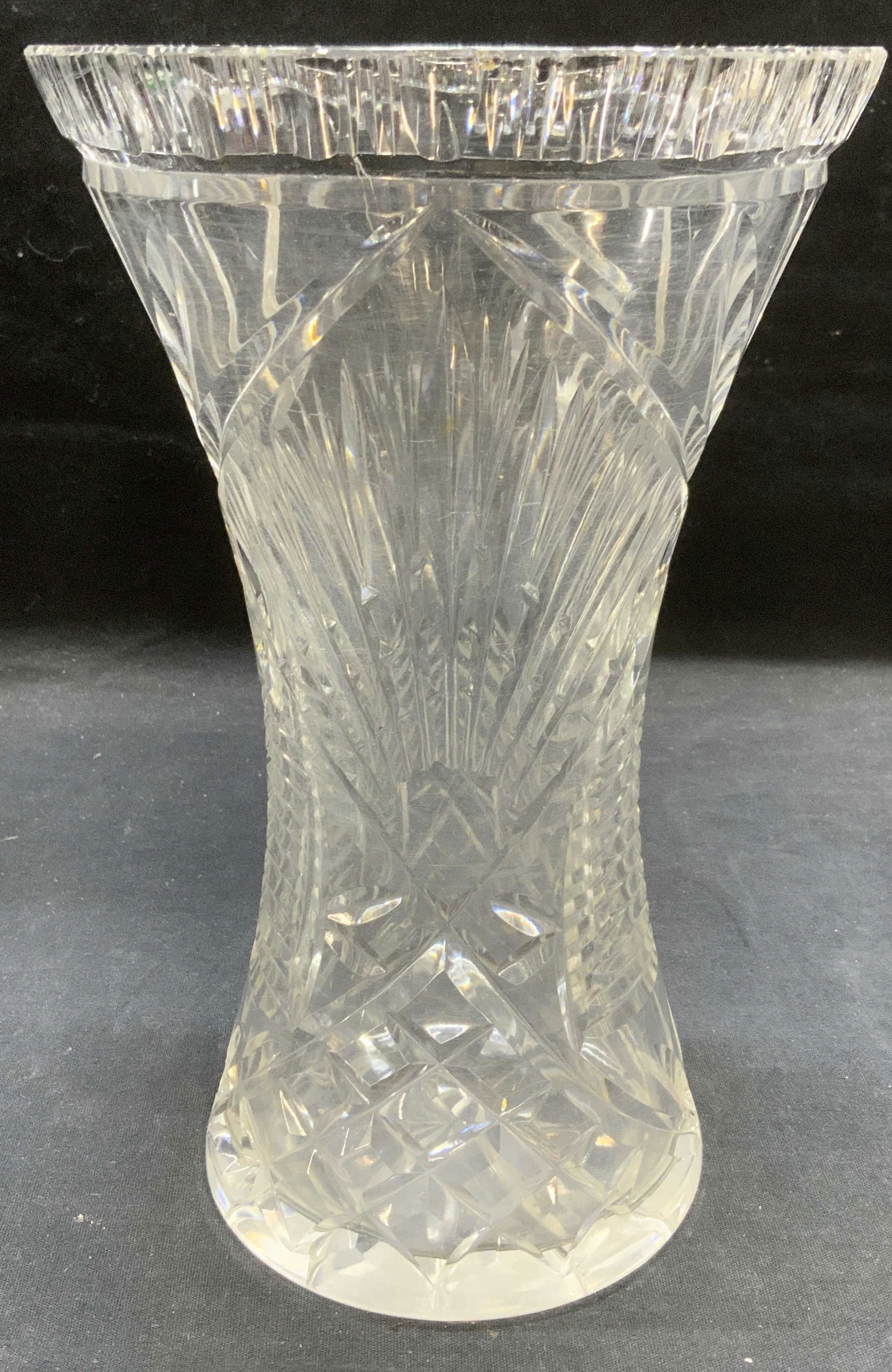 Vintage Heavy Cut Crystal Vase Auction