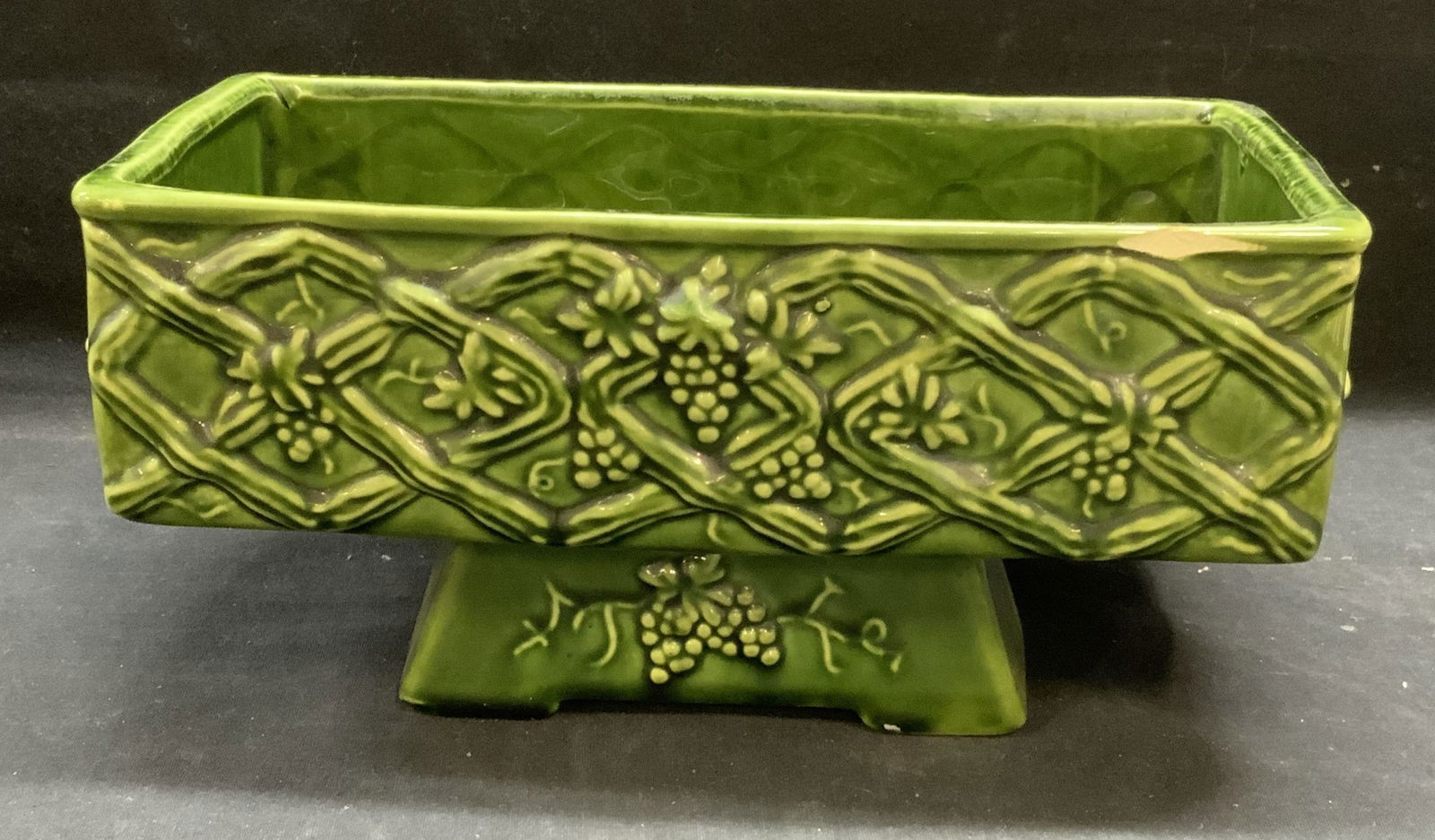 Vintage Green Ceramic Grape Vine Planter Auction