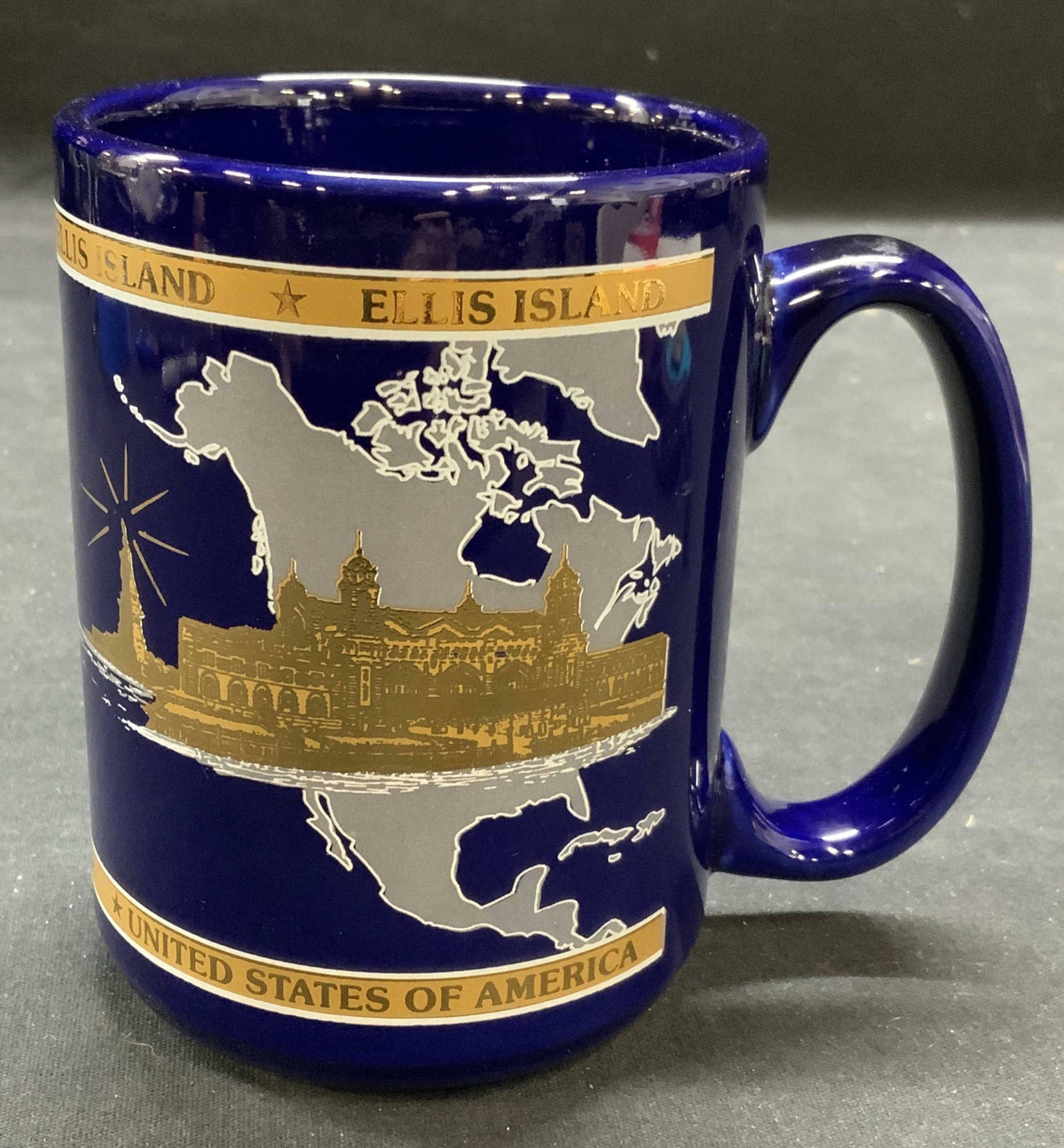 Kapan Kent Co 22k Gilt Ellis Island Mug Auction
