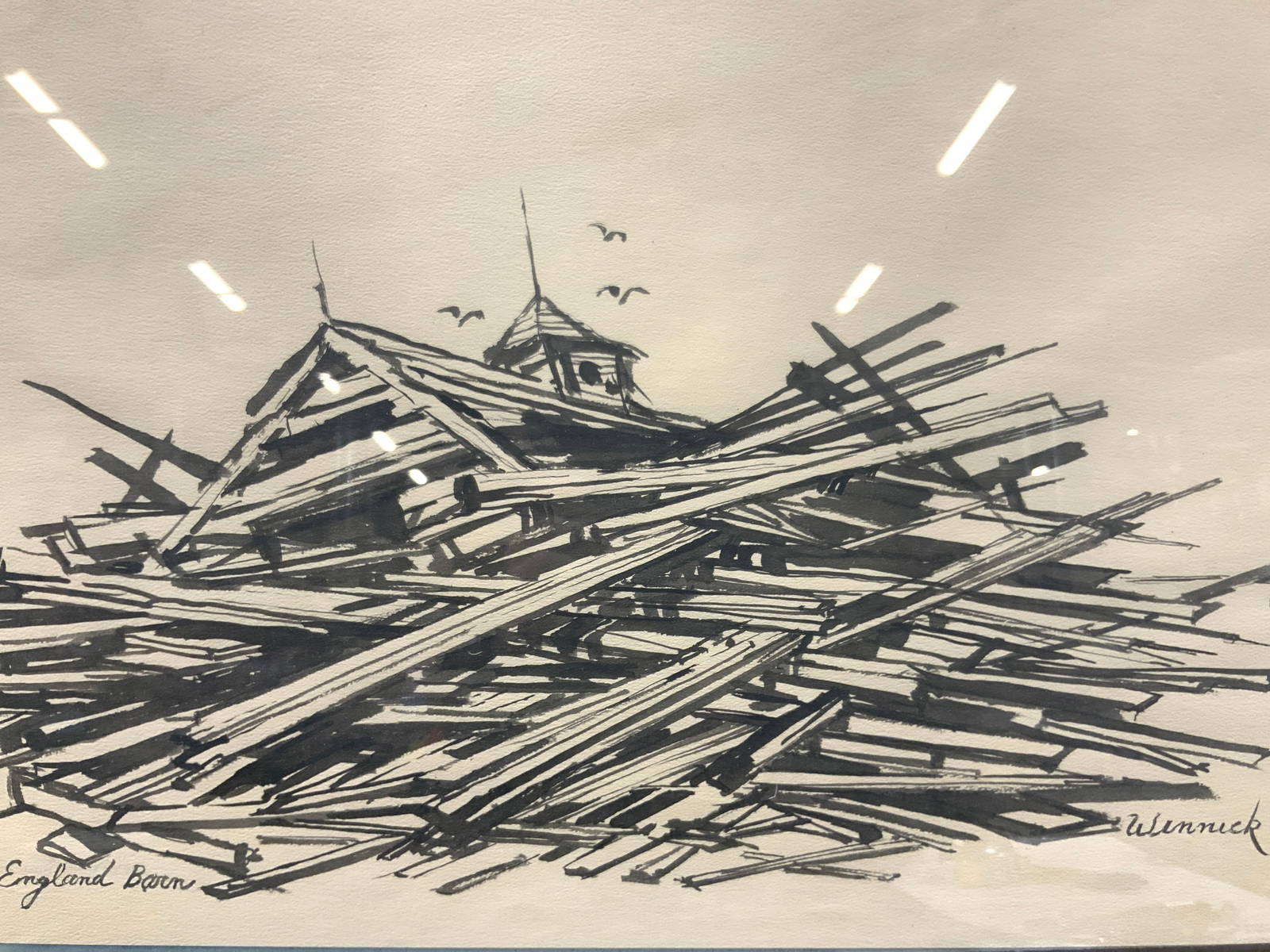 Wenneck Sgd & Dated The English Barn Ink Drawing 67 Auction