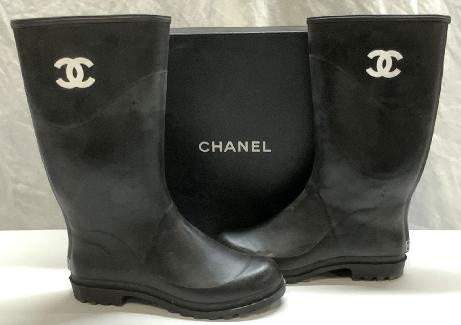 Chanel Black Rain Boots W/ Box & Bag, Italy Auction