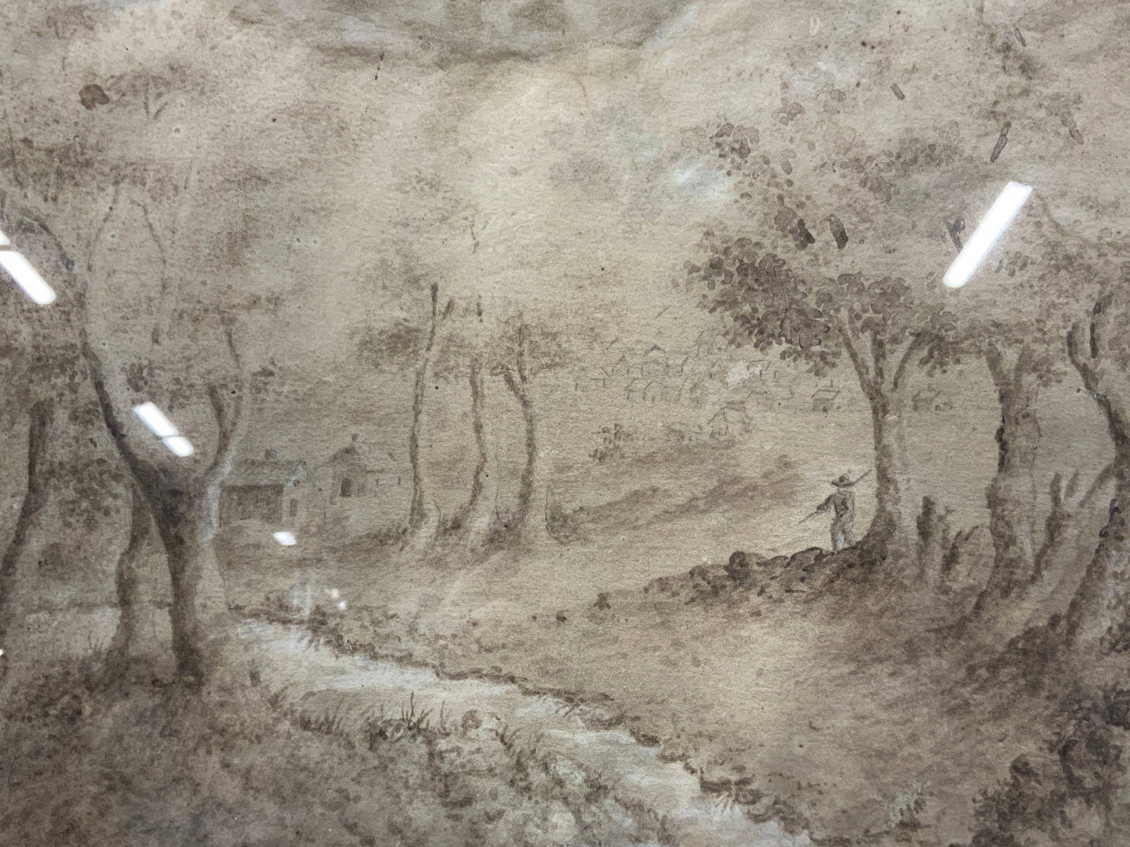 Attr Berthault Sgd Antique Landscape Drawing, 1826 Auction