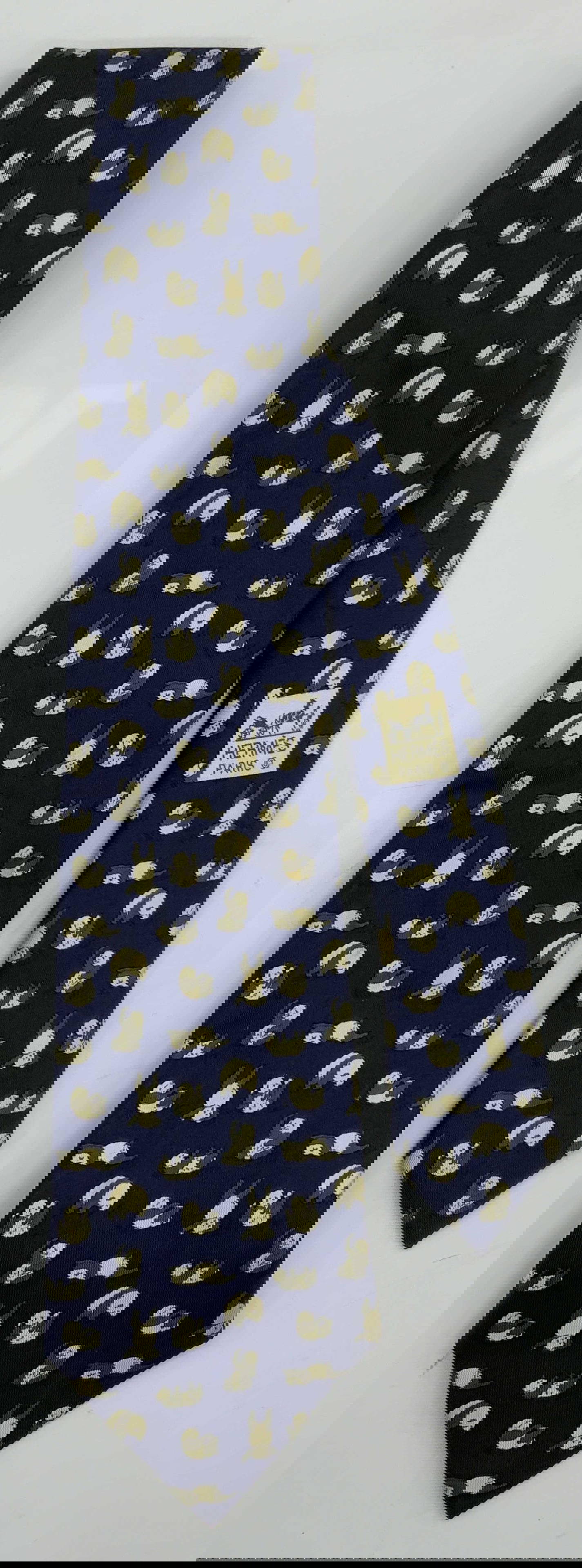 Vintage Hermes Blue Silk Panda Tie, France Auction