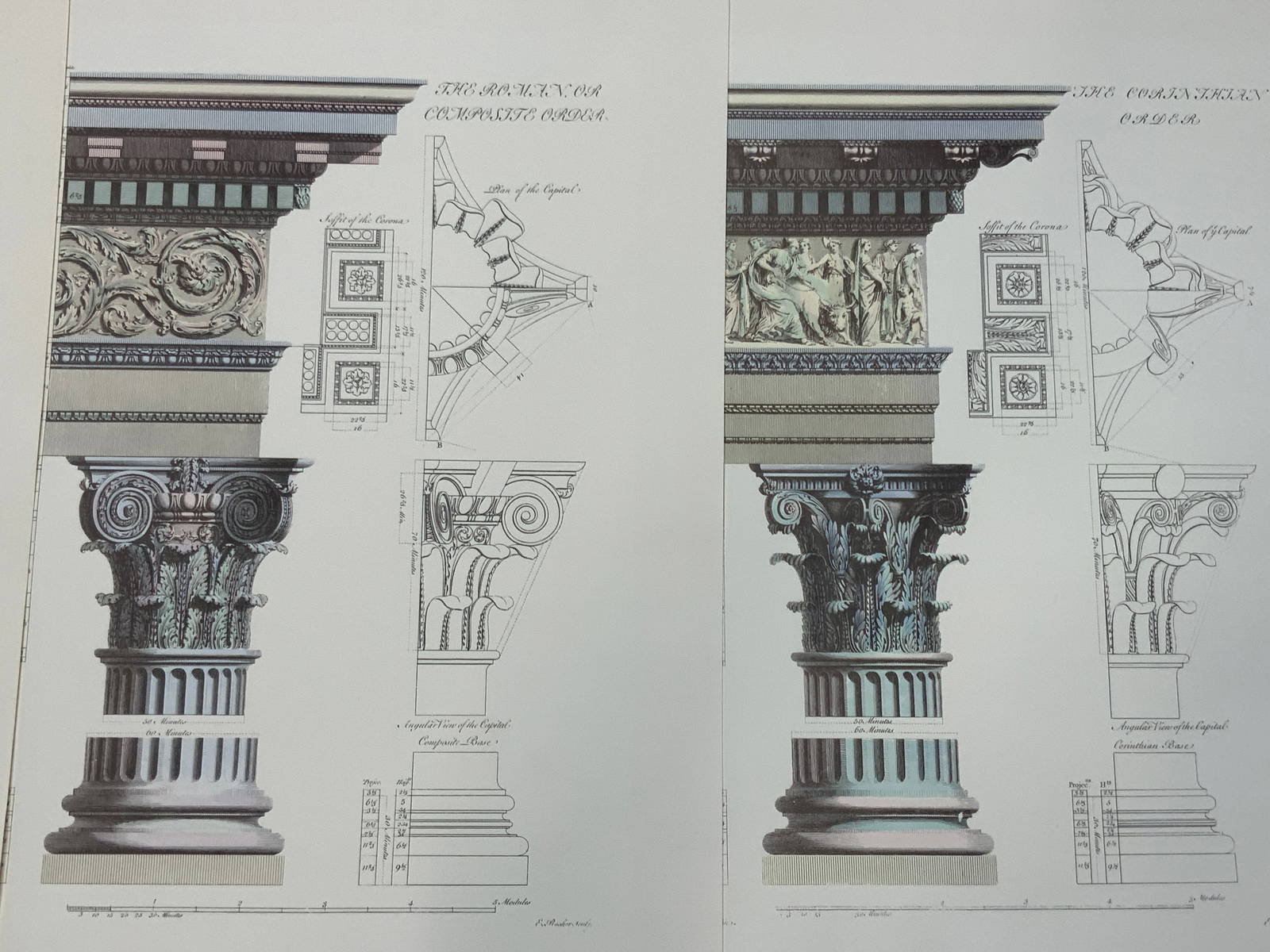 5 Hand Colored Orders Architecture Pages England Auction