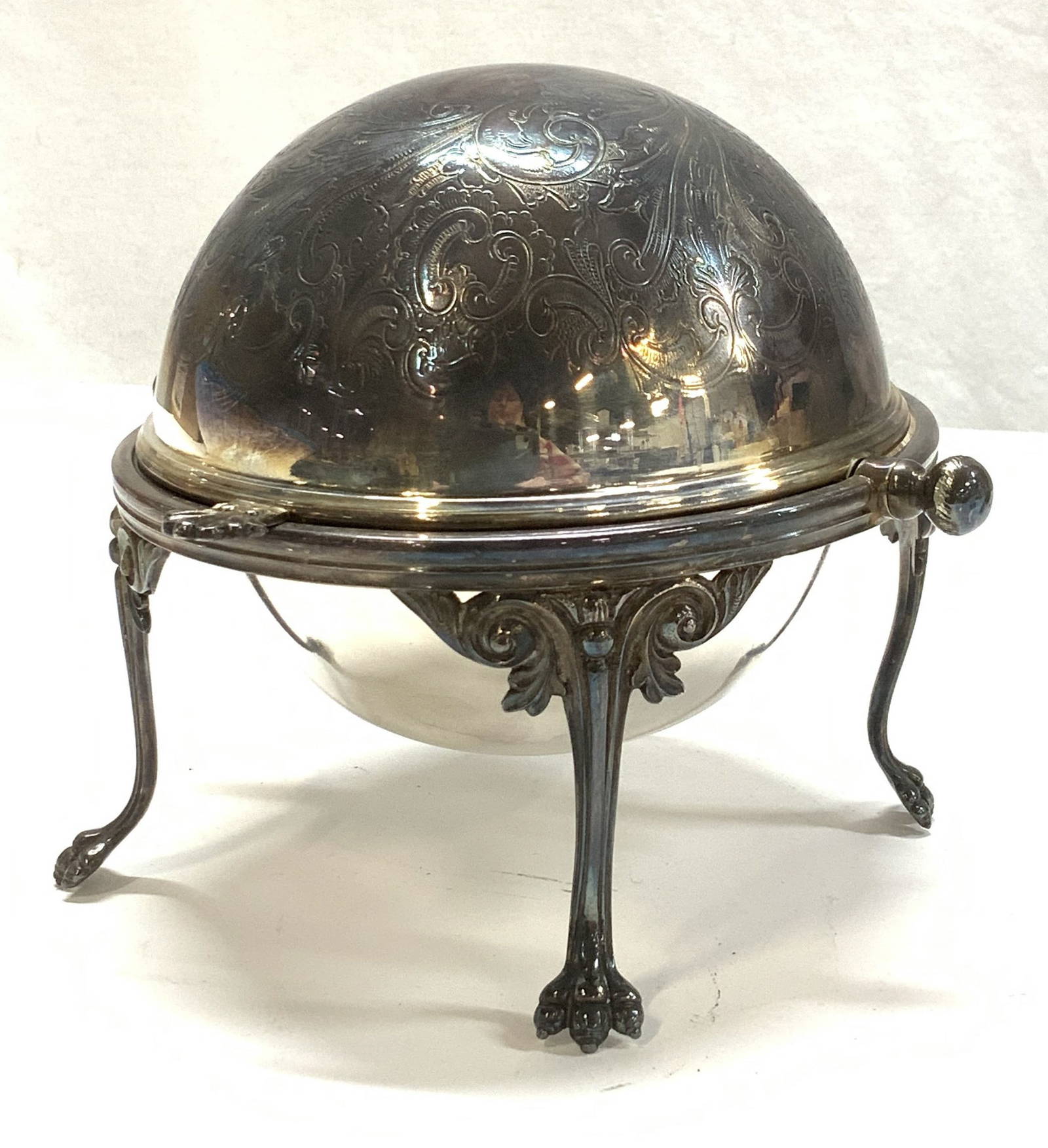 Victorian Epns Roll Top Butter Dish, England Auction