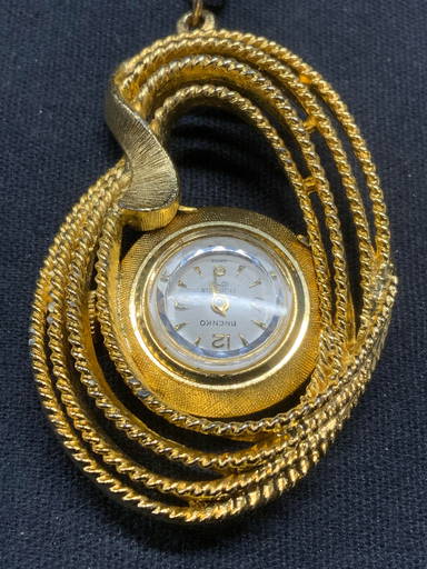 Brenko Gold Tone Watch Pendant Necklace