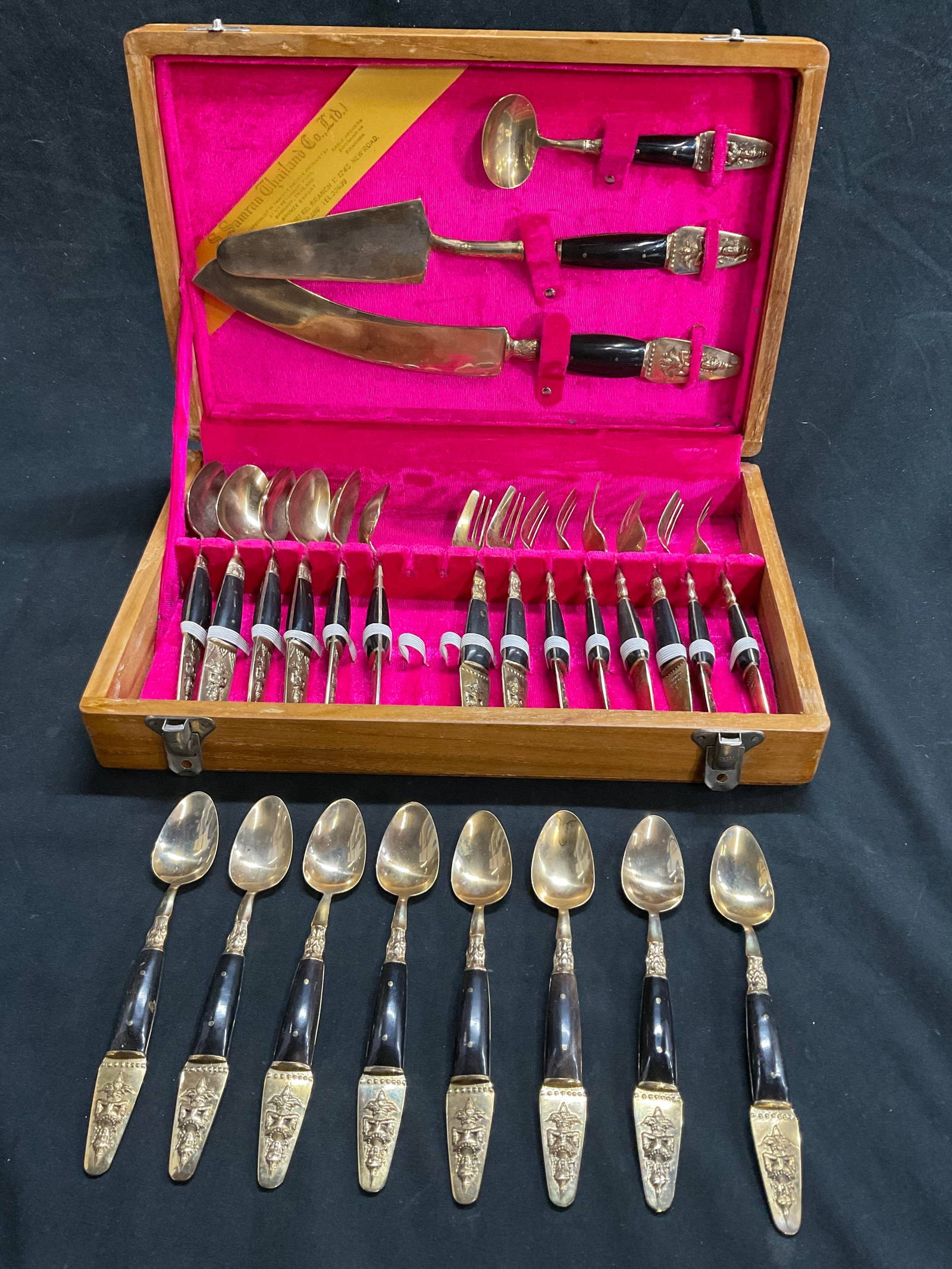 Vintage S. Samran Thailand Co Brass Serving Set 25 Auction