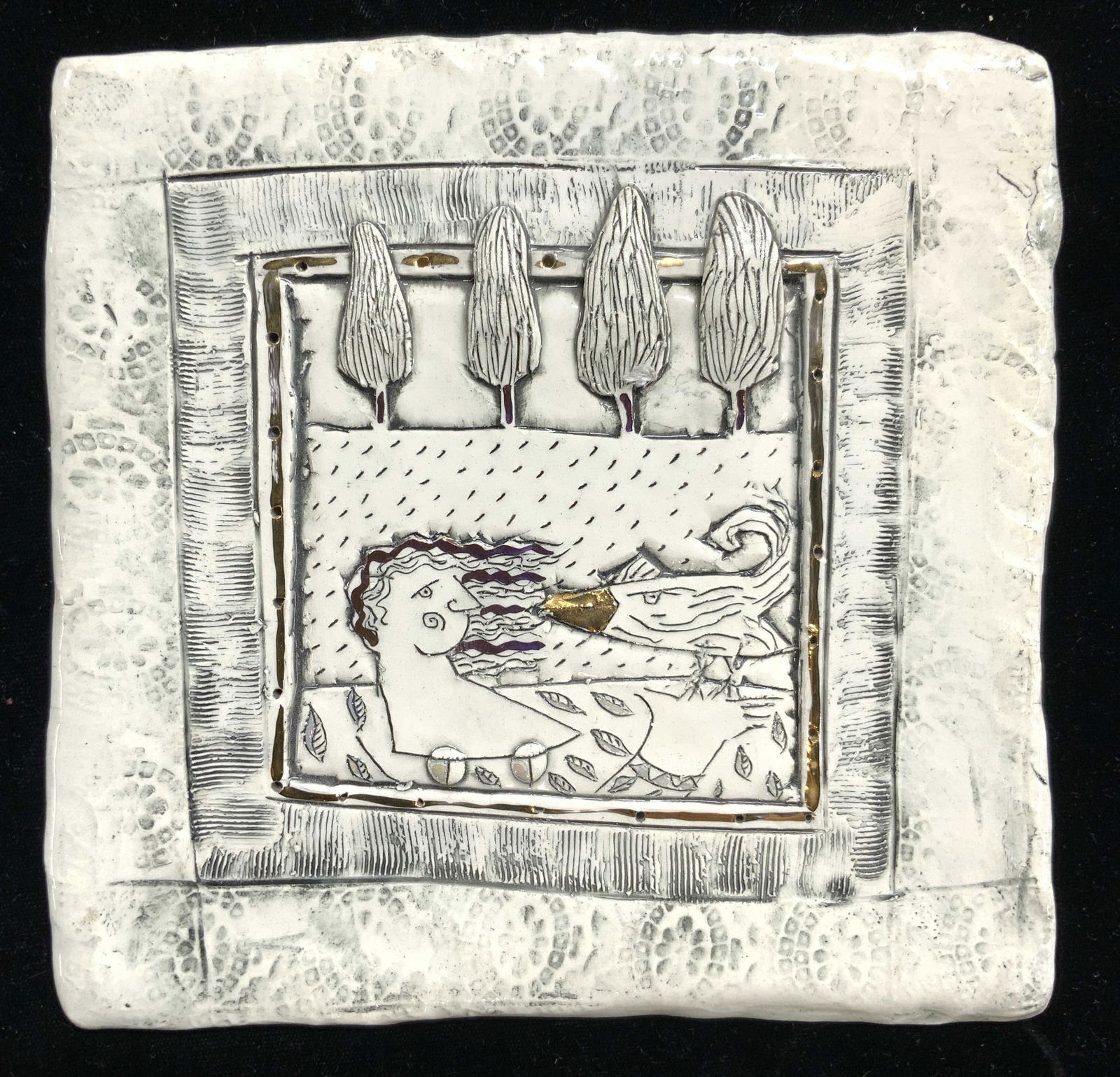 Tania Babb Signed Porcelain Tile Art Auction