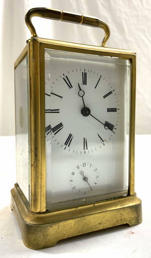 Brevete Paris Brass & Glass Carriage Clock