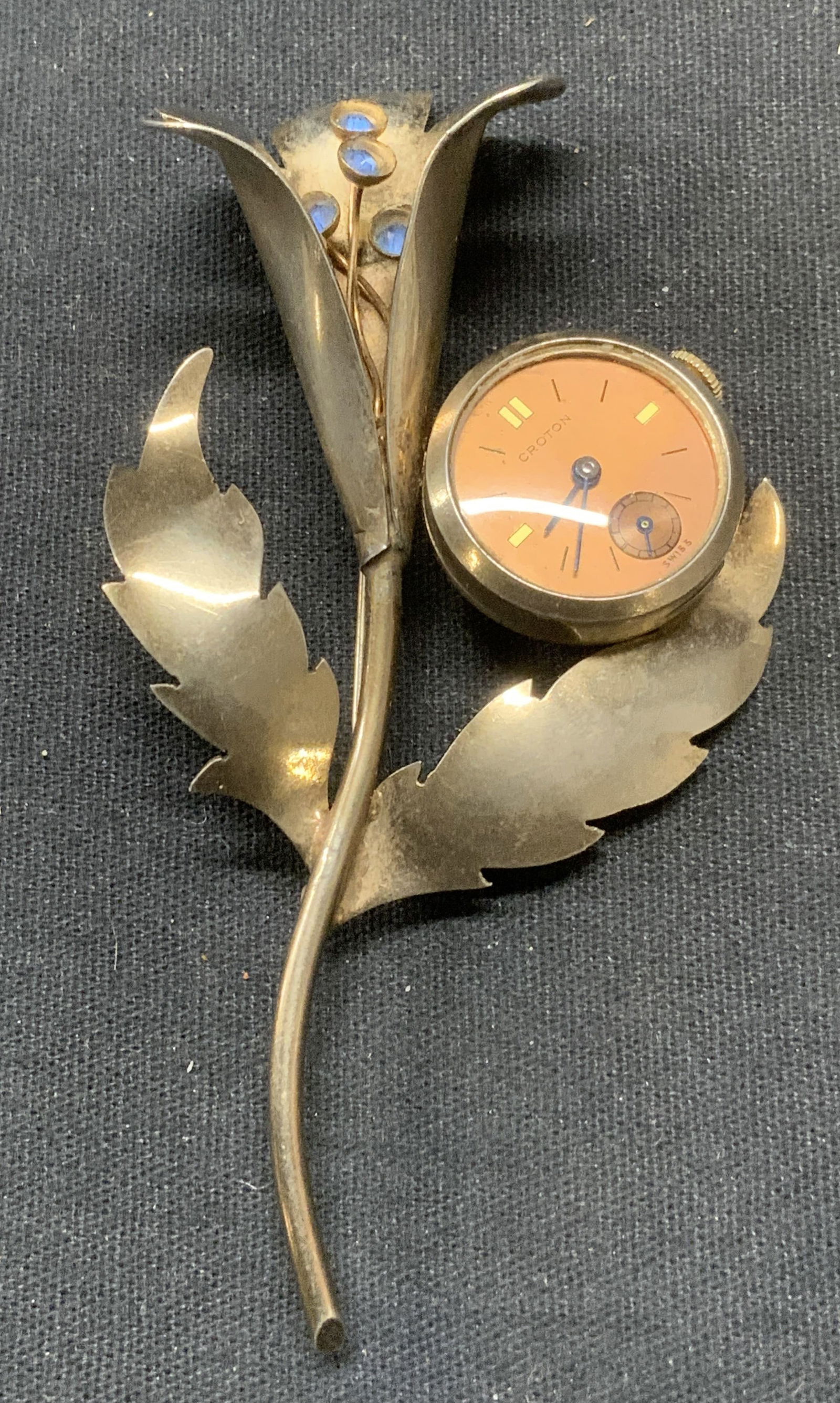 Vintage Croton Sterling Silver Flower Watch Brooch Auction