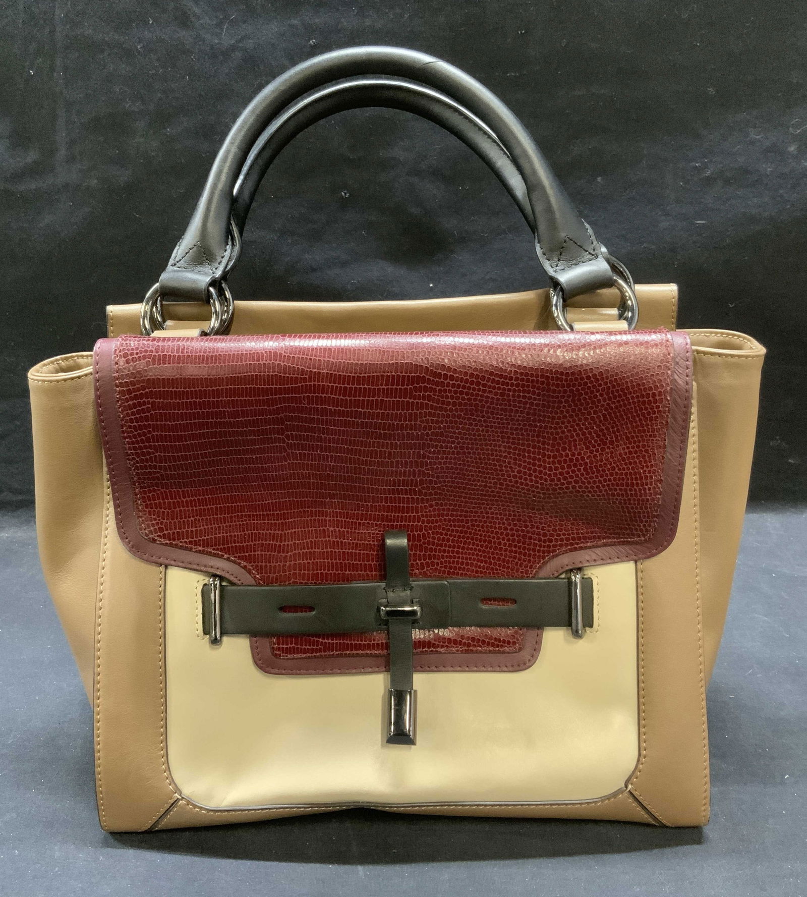 Vince Camuto Leather Color Block Handbag Auction