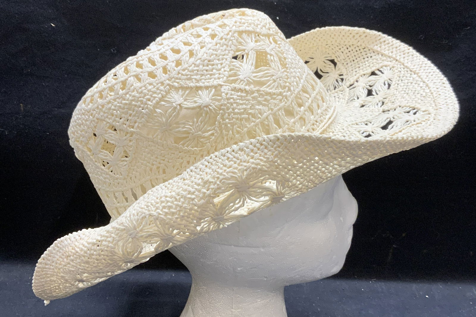 Vintage Bijoux Terner White Straw Cowboy Hat Auction