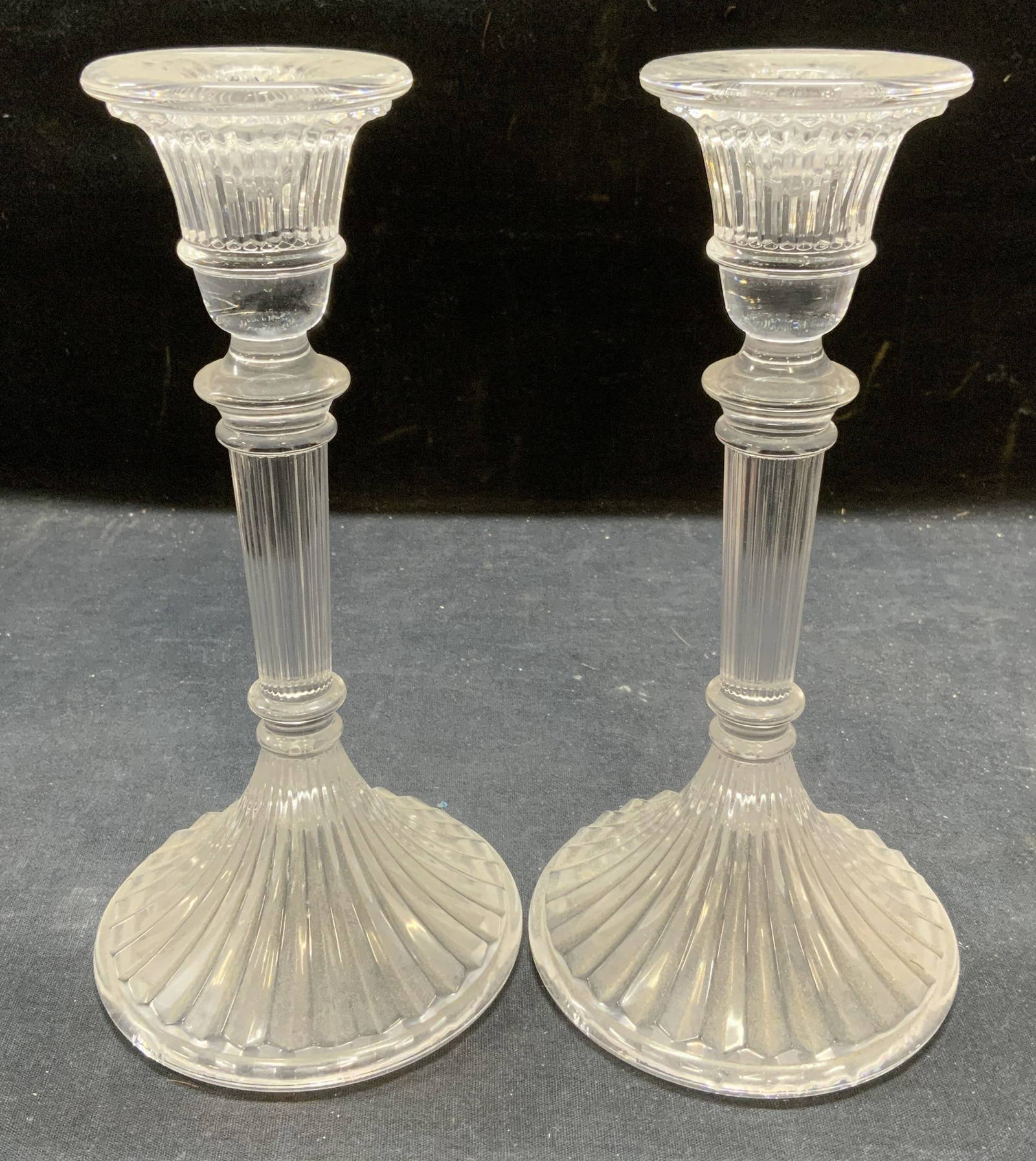 Pair Vintage Cut Glass Candle Holders Auction