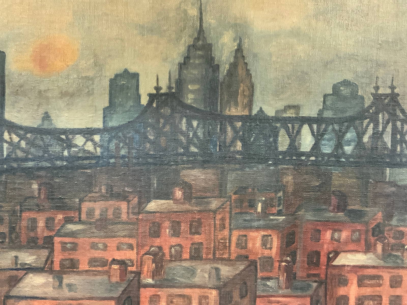 Signed A Kuo Cityscape Oil Painting Auction