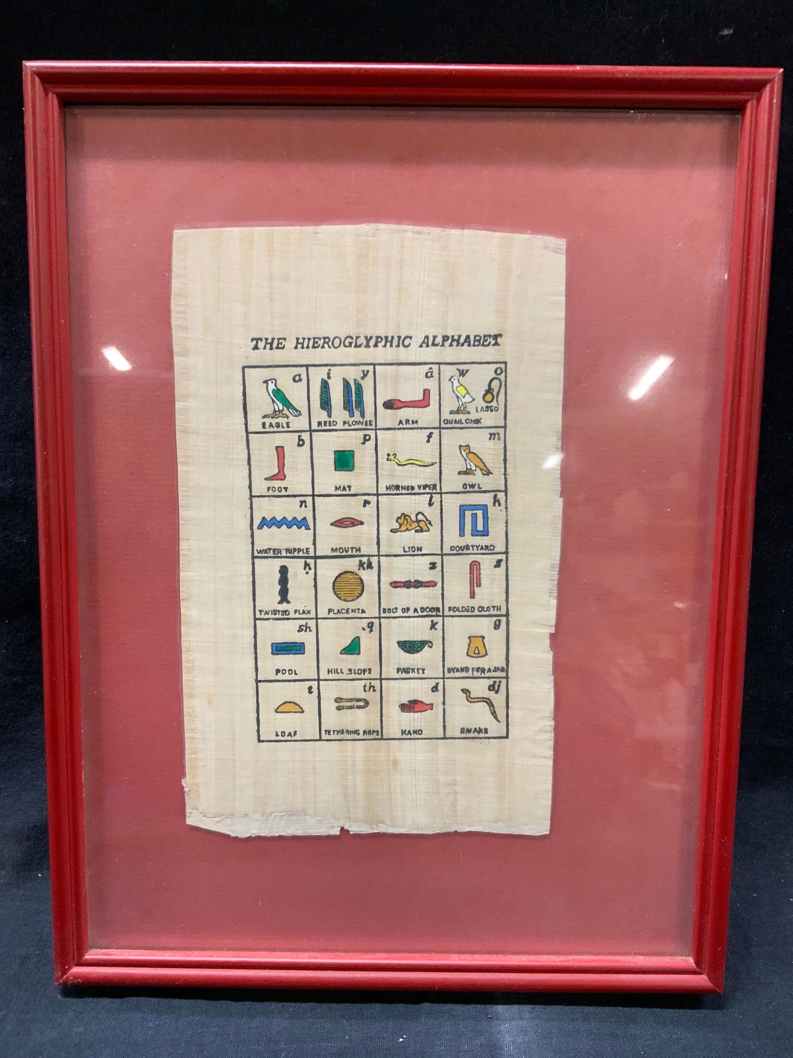 Framed The Hieroglyphic Alphabet Papyrus Art Auction