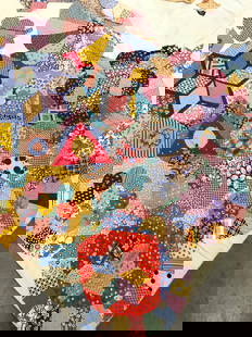 1870's Quilt Top 6500+ Tiny Pieces Auction