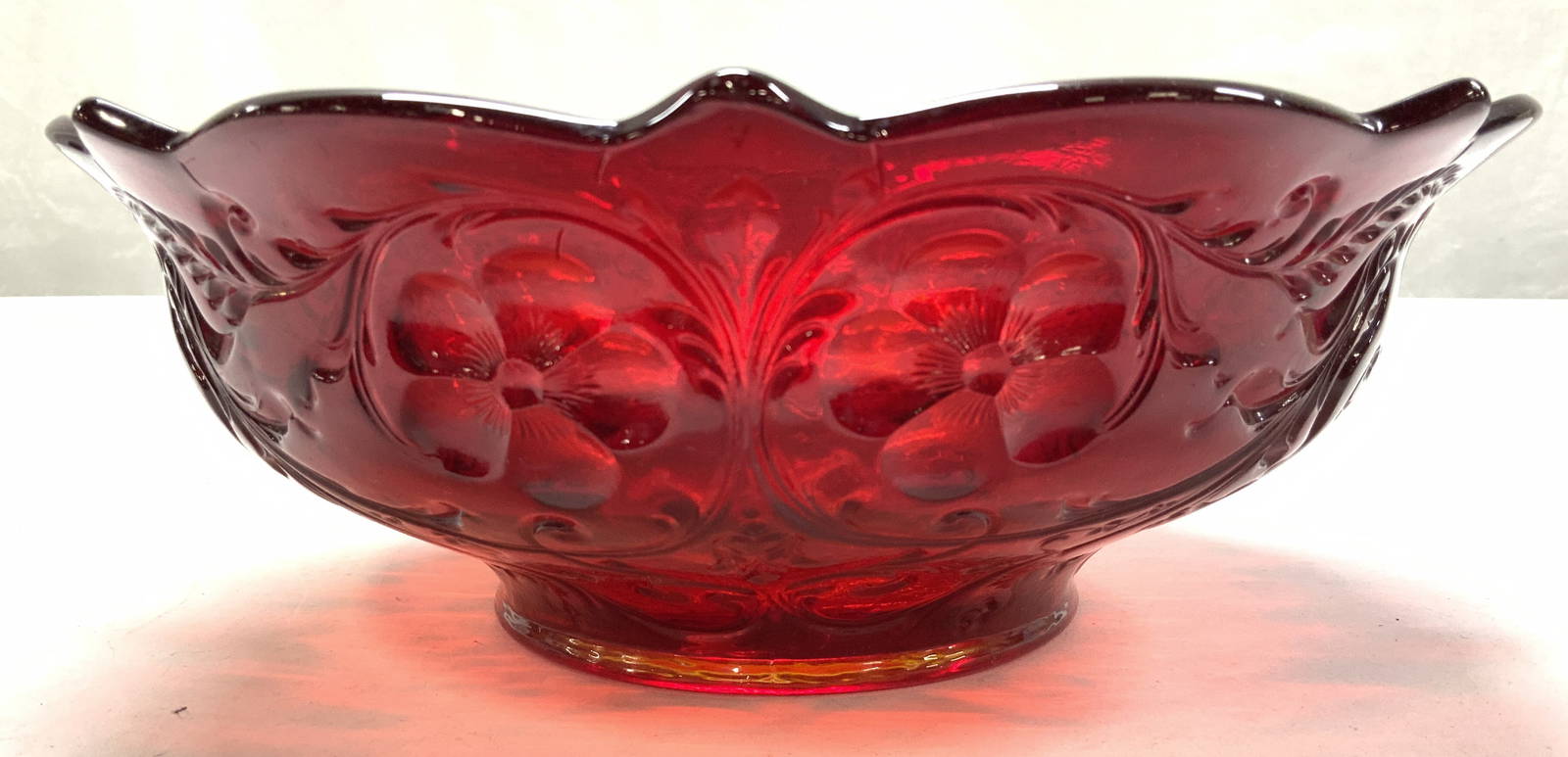Mckee Rock Crystal Ruby Red Thick Walled Bowl Auction