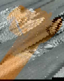 Wood Walking Stick With Carved Dog's Head, 35"