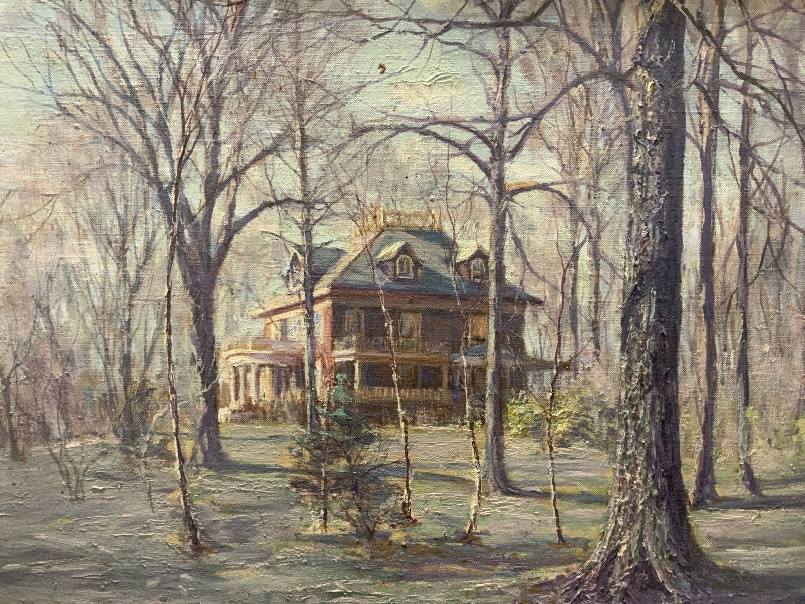 Attr Hal Robinson Sgd Stanley Manor Oil Painting Auction