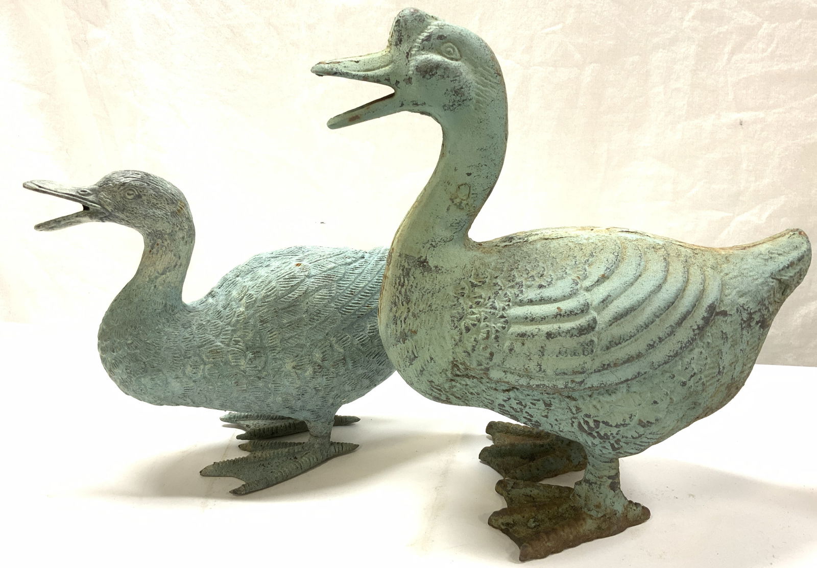Lot 2 Verdigris Iron / Metal Duck Lawn Statuary Auction