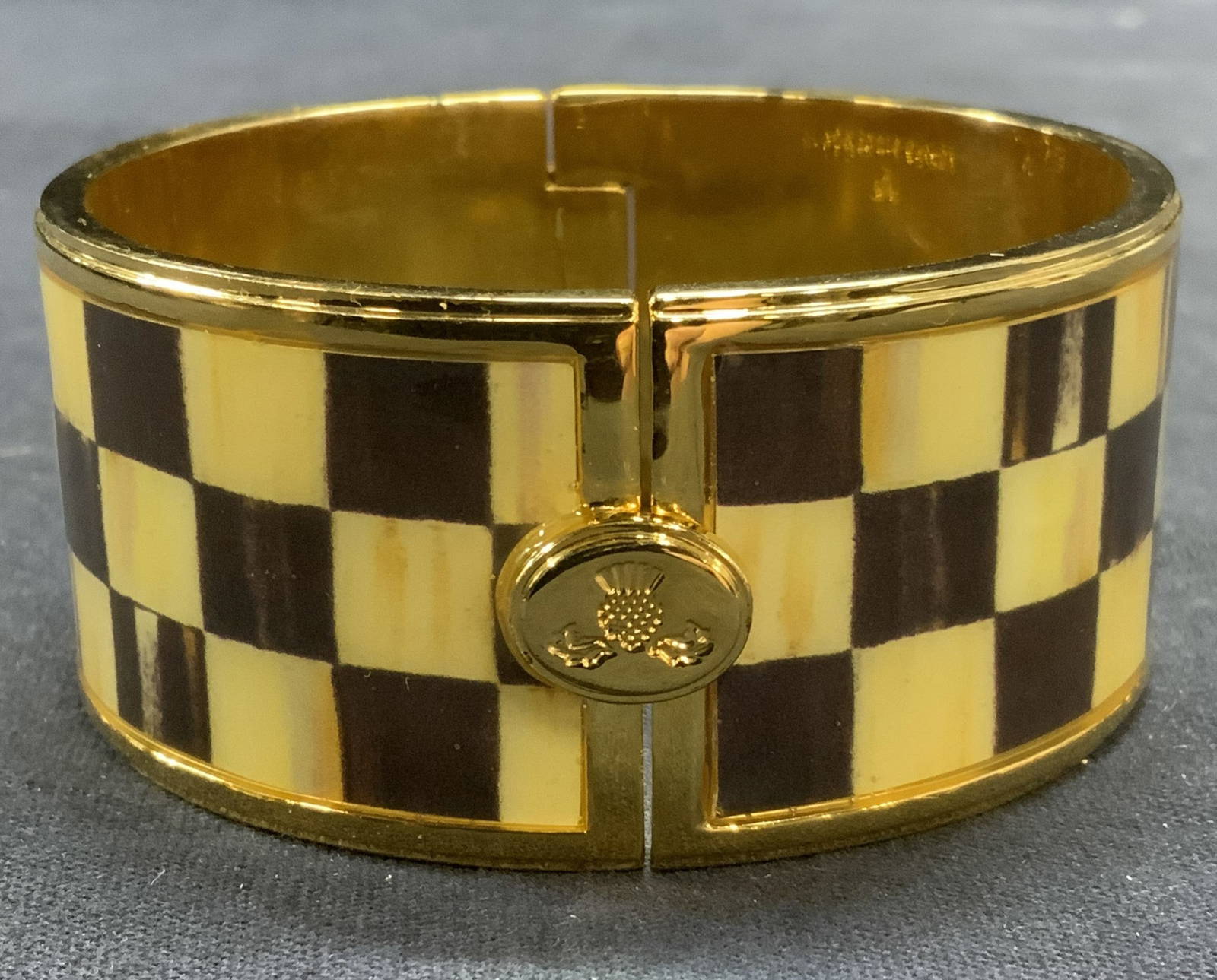 Mackenzie Childs Gold Tn Checkered Bracelet Auction
