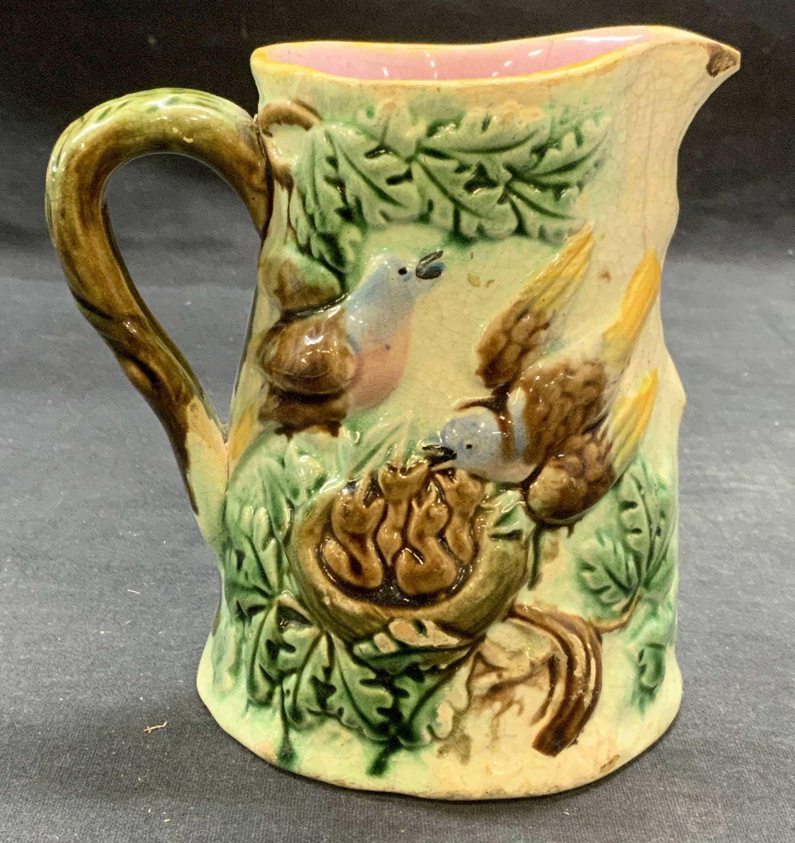 Signed Vintage Majolica Ceramic Bird Pitcher Auction