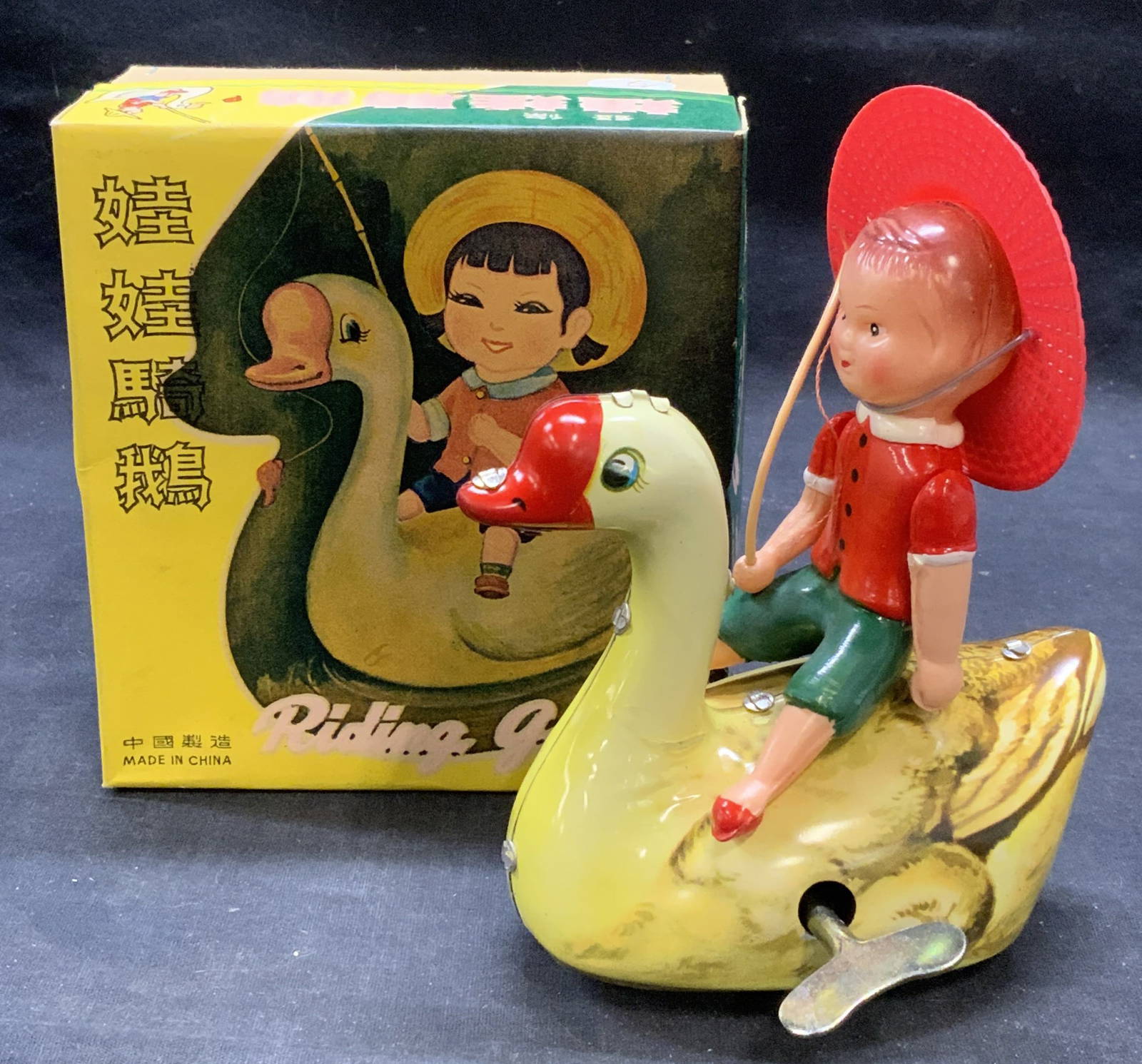 Vintage Riding Goose Wind Up Tin Toy W Bx Auction