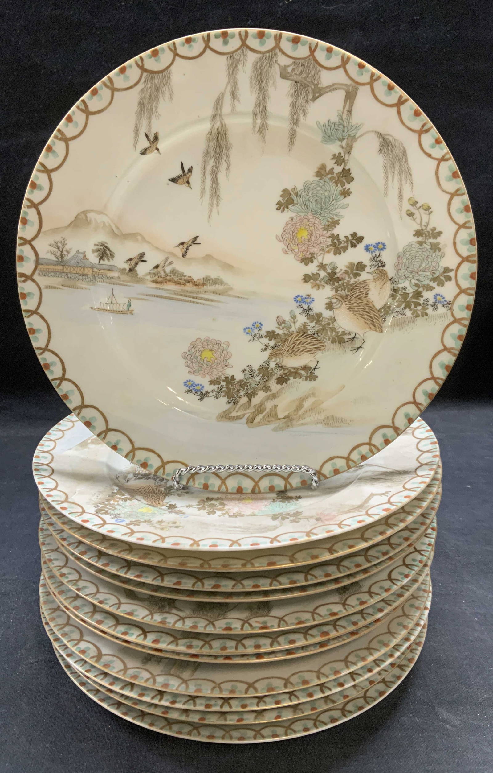 Set 12 Vintage Asian Style Porcelain Plates Auction