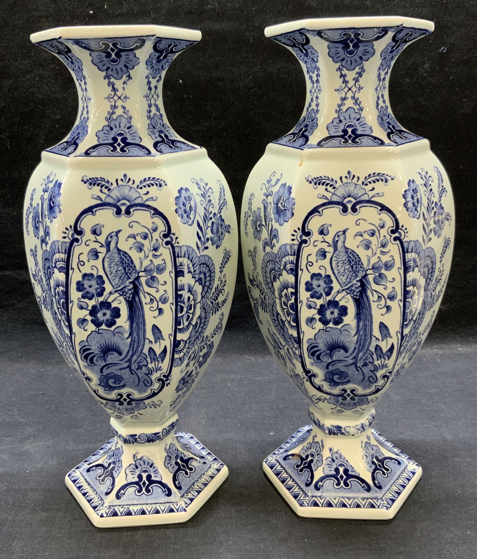 Pair Royal Sphinx Maastricht Delft Vases Holland Auction