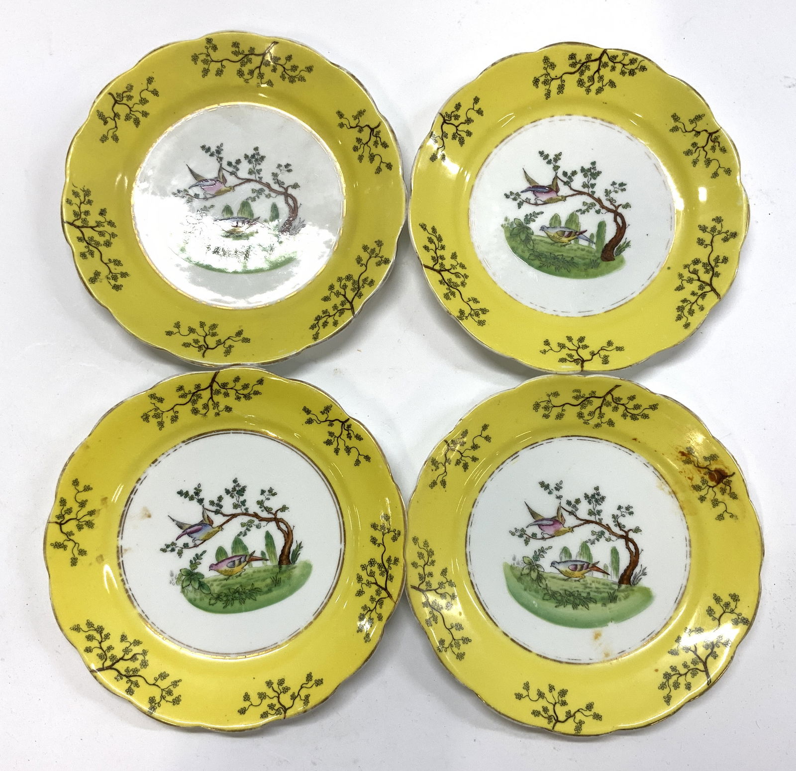 Set 4 Pheasant Motif Painted Porcelain Plates Auction