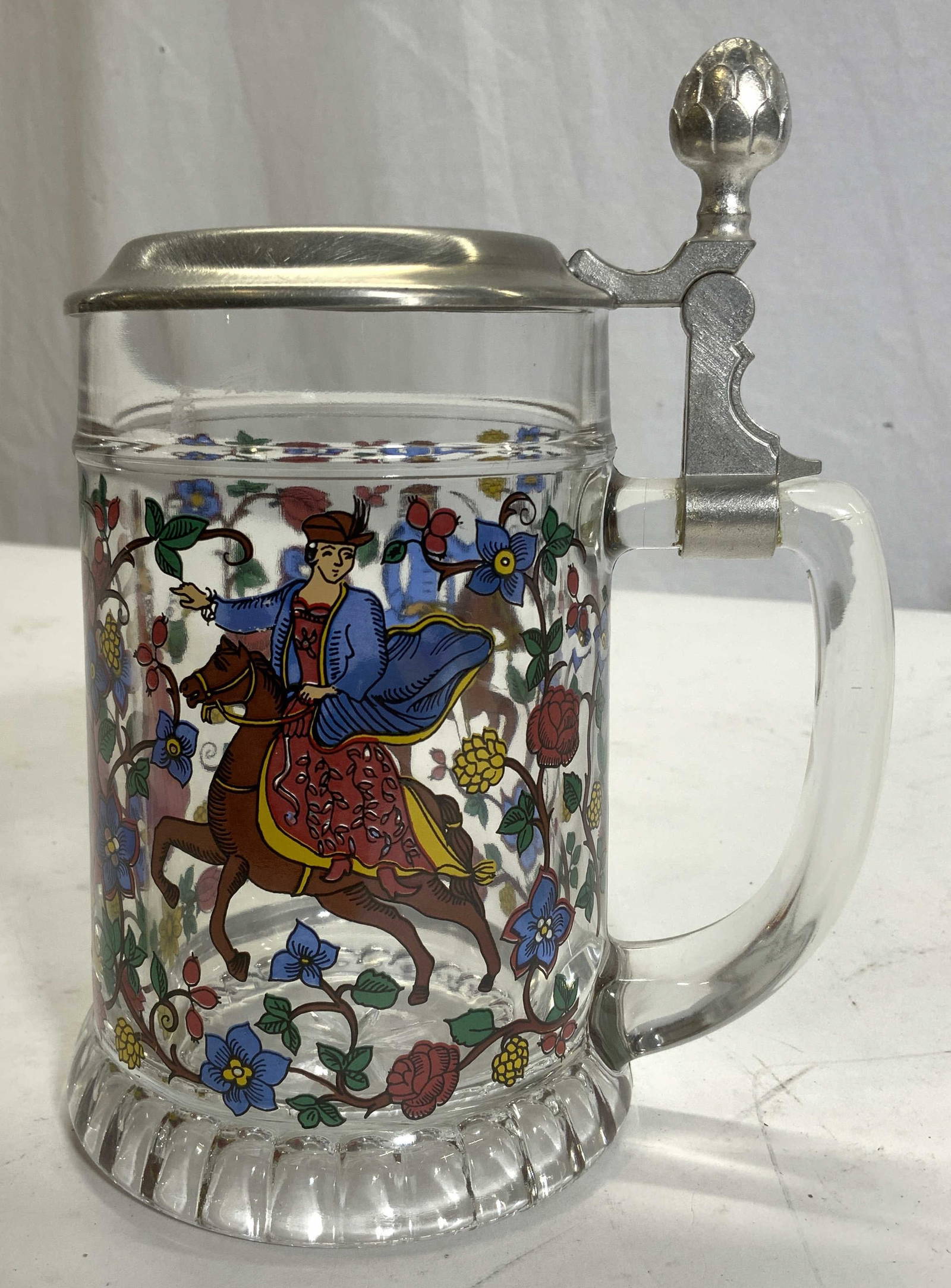 Rein- Zinn Bmf Stenciled Glass Tankard , Germany Auction