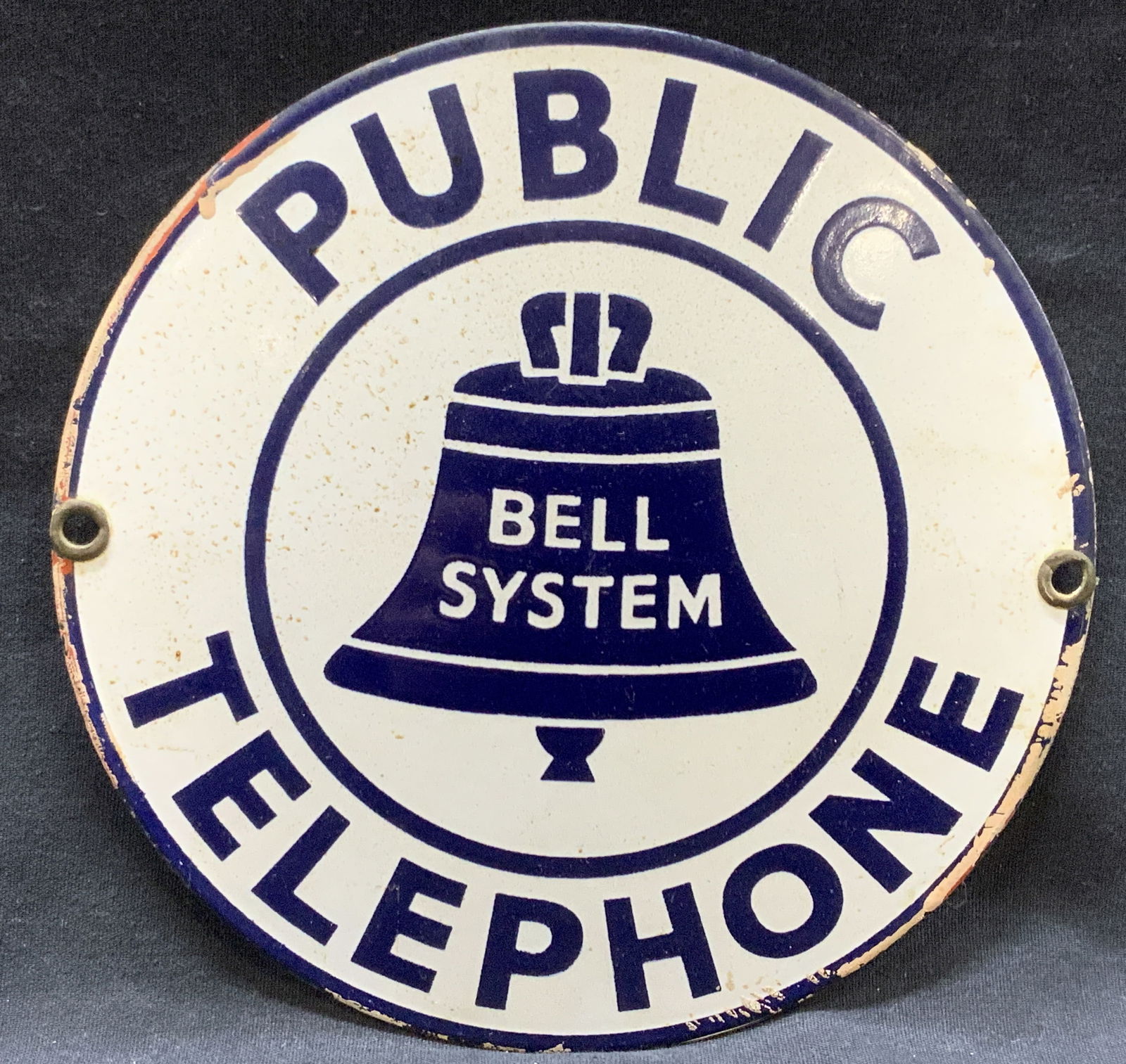 Vtg Bell System Public Telephone Metal Sign Auction