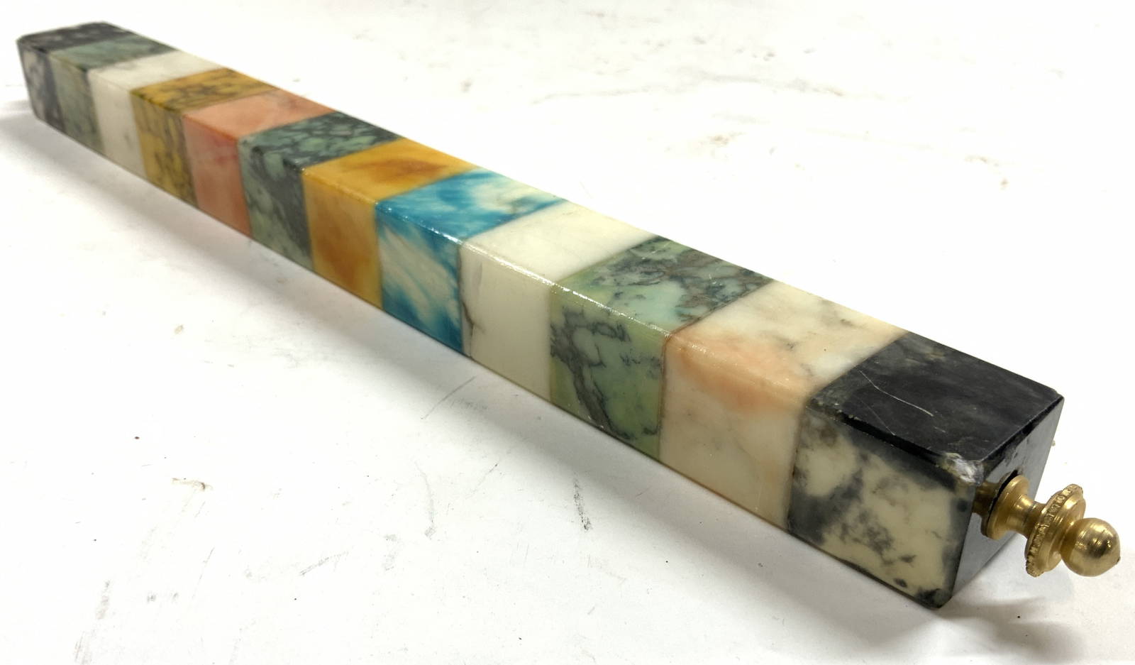 Italian Grand Tour Style Marble Paperweight Ruler Auction