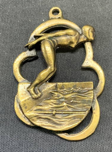 Vintage Bronze Swimmer Motif Pendant
