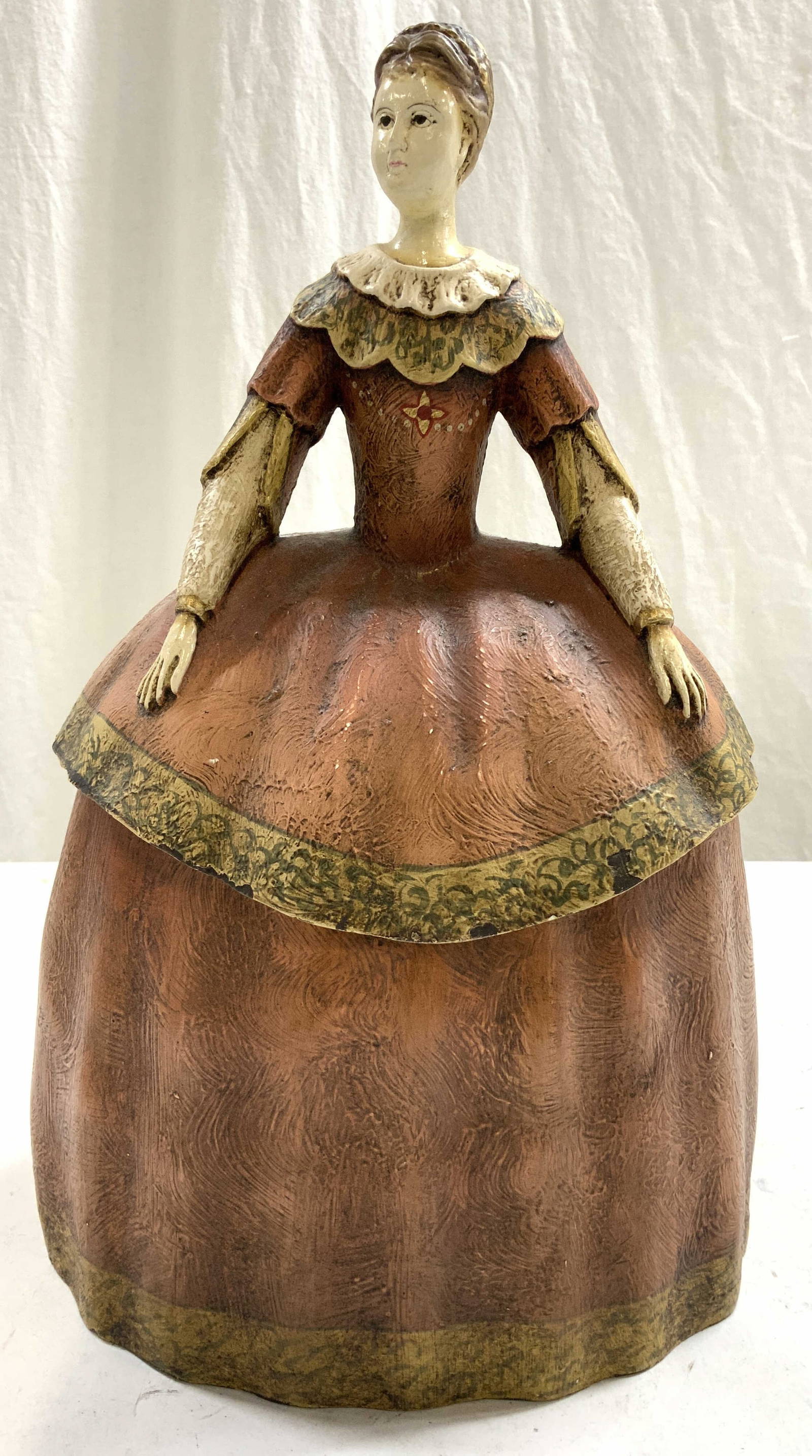 Meander Resinous Victorian Woman Lidded Vessel Auction