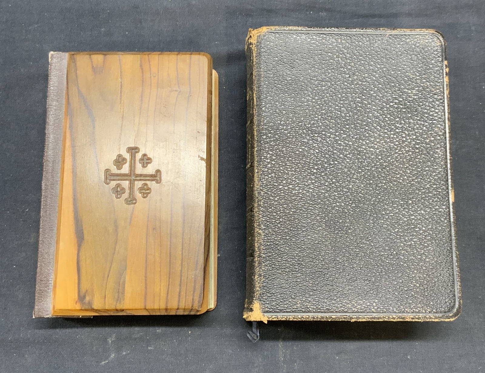 Lot 2 Antique 1901 Holy Bible, Wood Cover Bible Auction