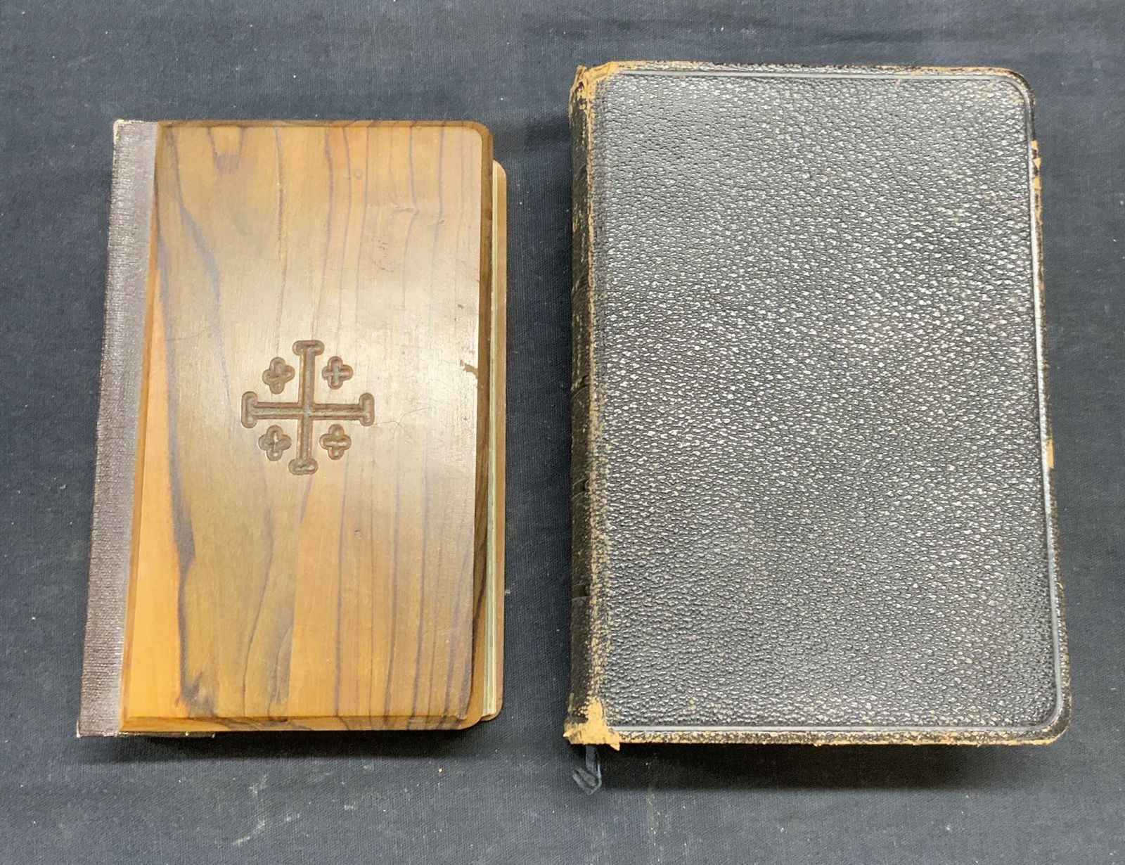 Lot 2 Antique 1901 Holy Bible, Wood Cover Bible Auction