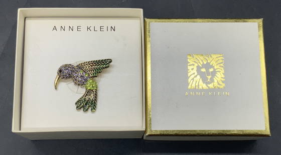 Anne Klein Bejeweled Hummingbird Brooch, Org Bx